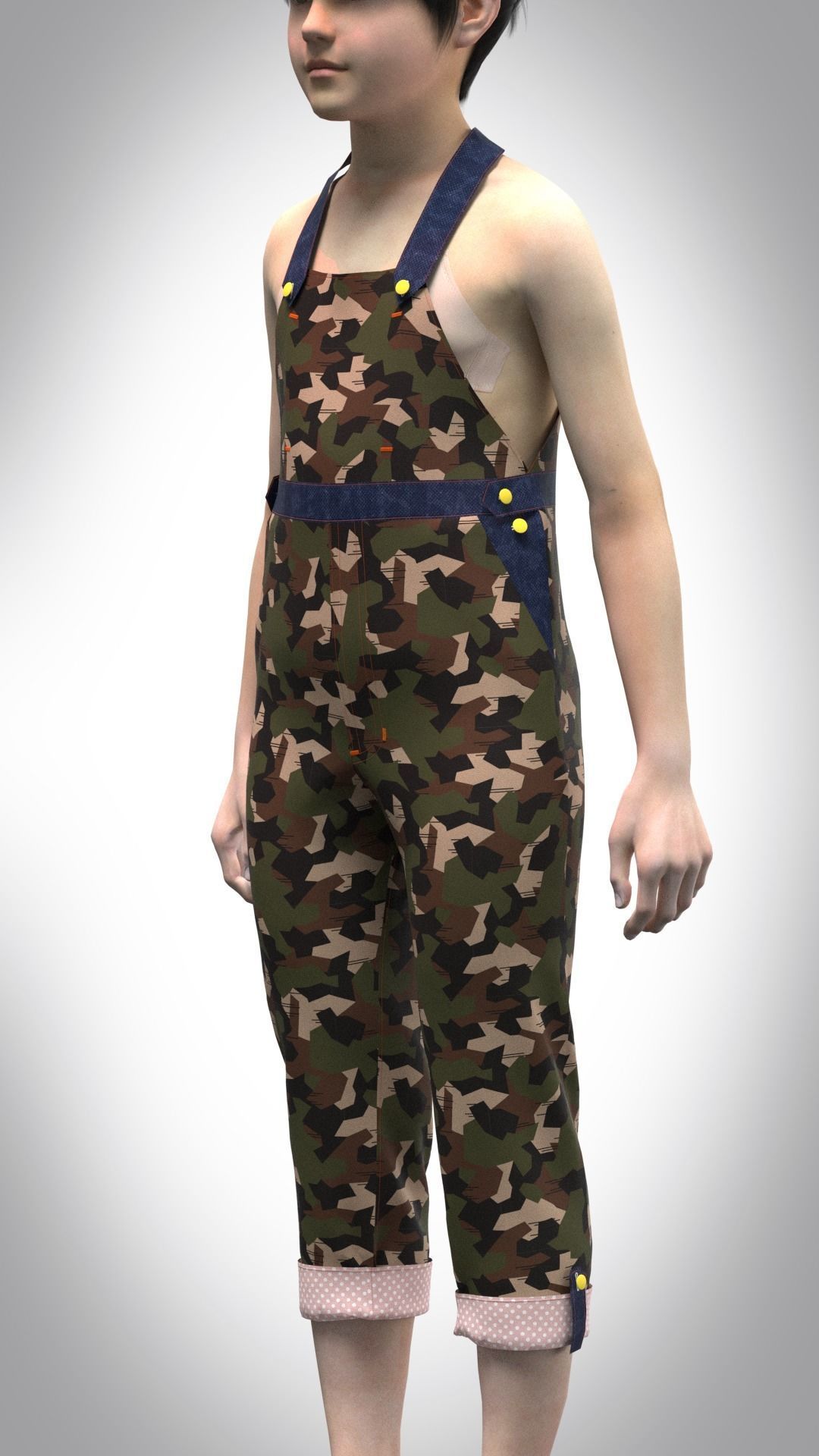 3d Model Girls Camo Dungaree Vr Ar Low Poly Cgtrader