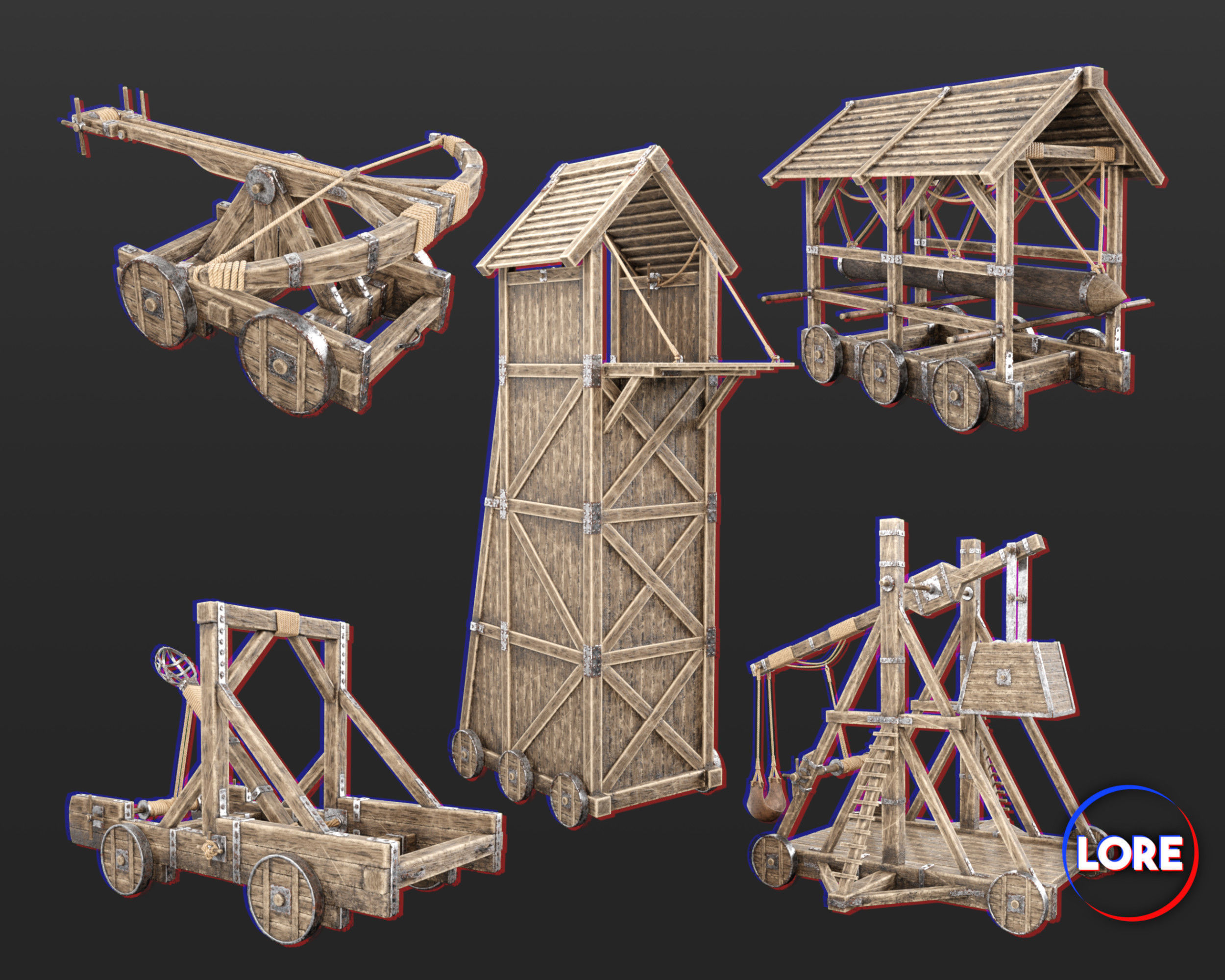 Medieval Collection Siege Engines VR / AR / low-poly | CGTrader
