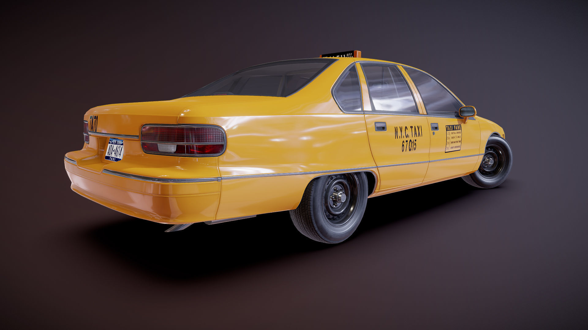 3D model Yellow taxi sedan VR / AR / low-poly | CGTrader