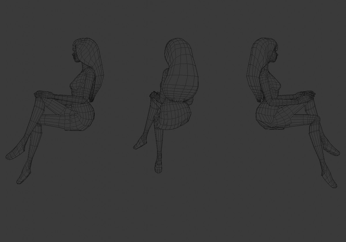 3D model anime girl sitting posture VR / AR / low-poly | CGTrader