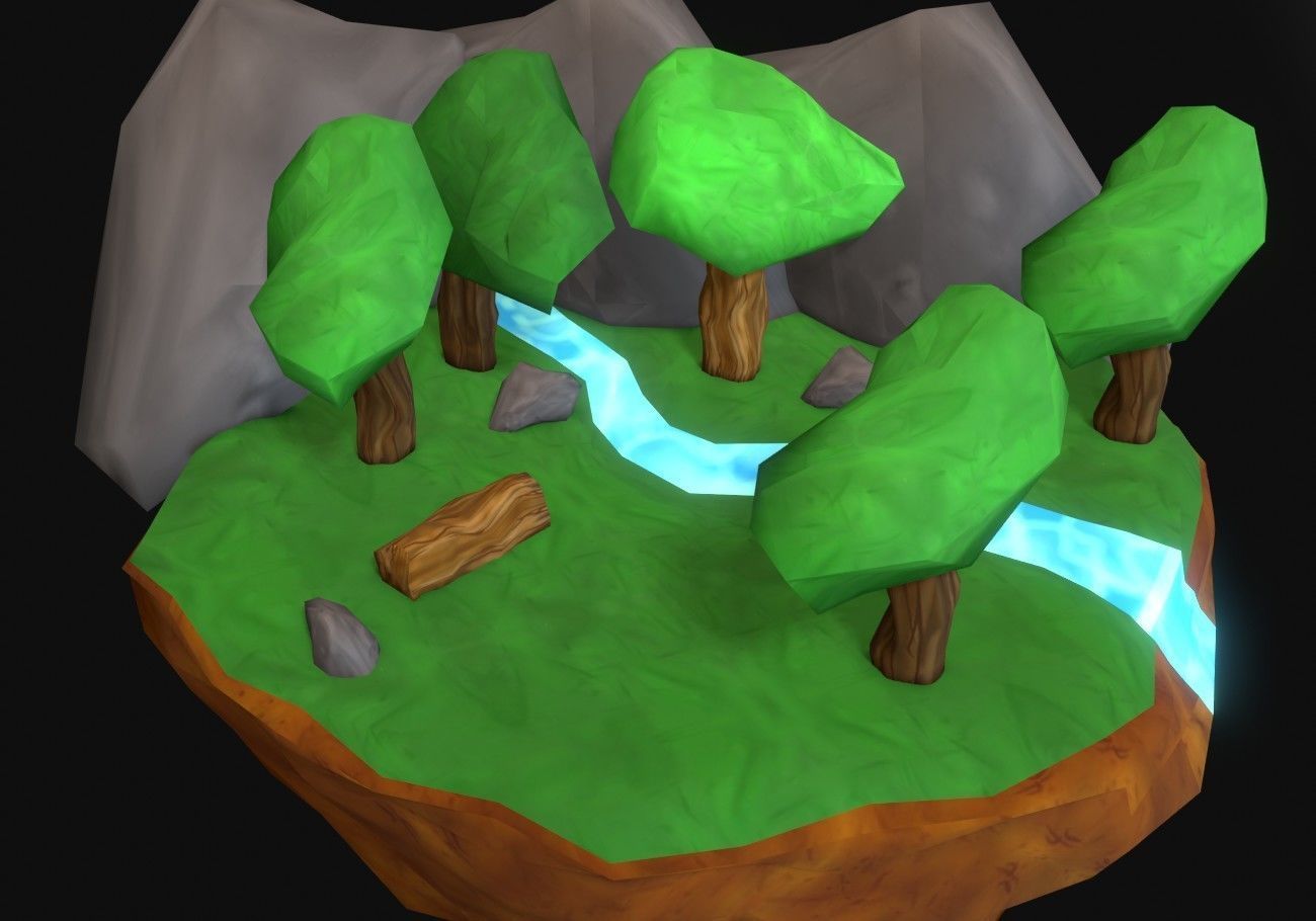 3D model landscape island with 15 textures pack VR / AR / low-poly ...