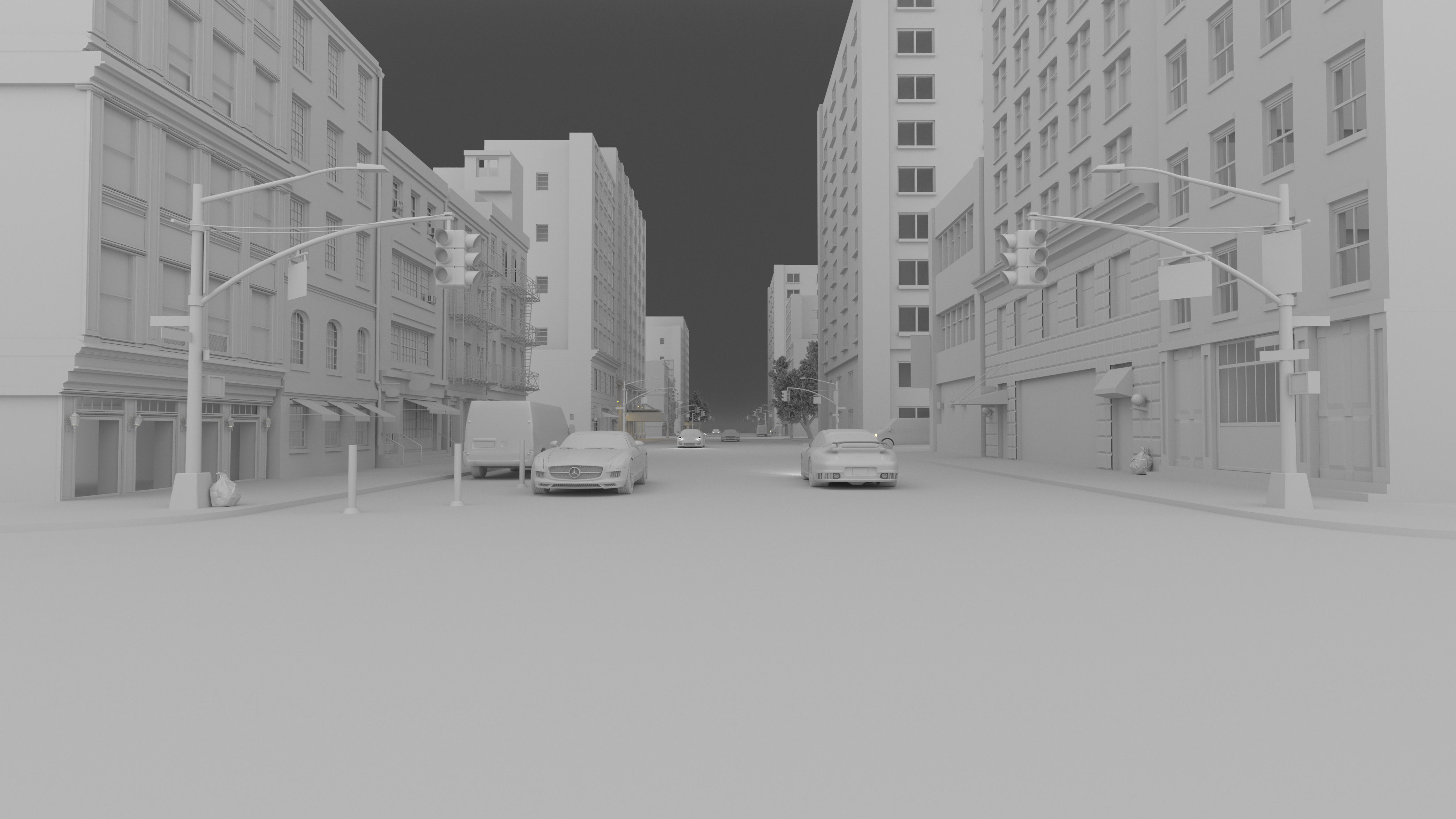 Realistic Street 3d model city at night 3D model | CGTrader