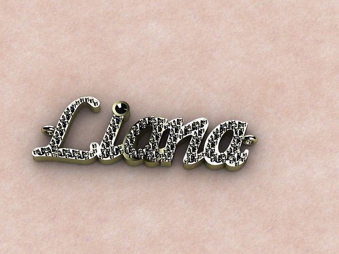 pendant name lina in gold and diamonds 3D model | CGTrader