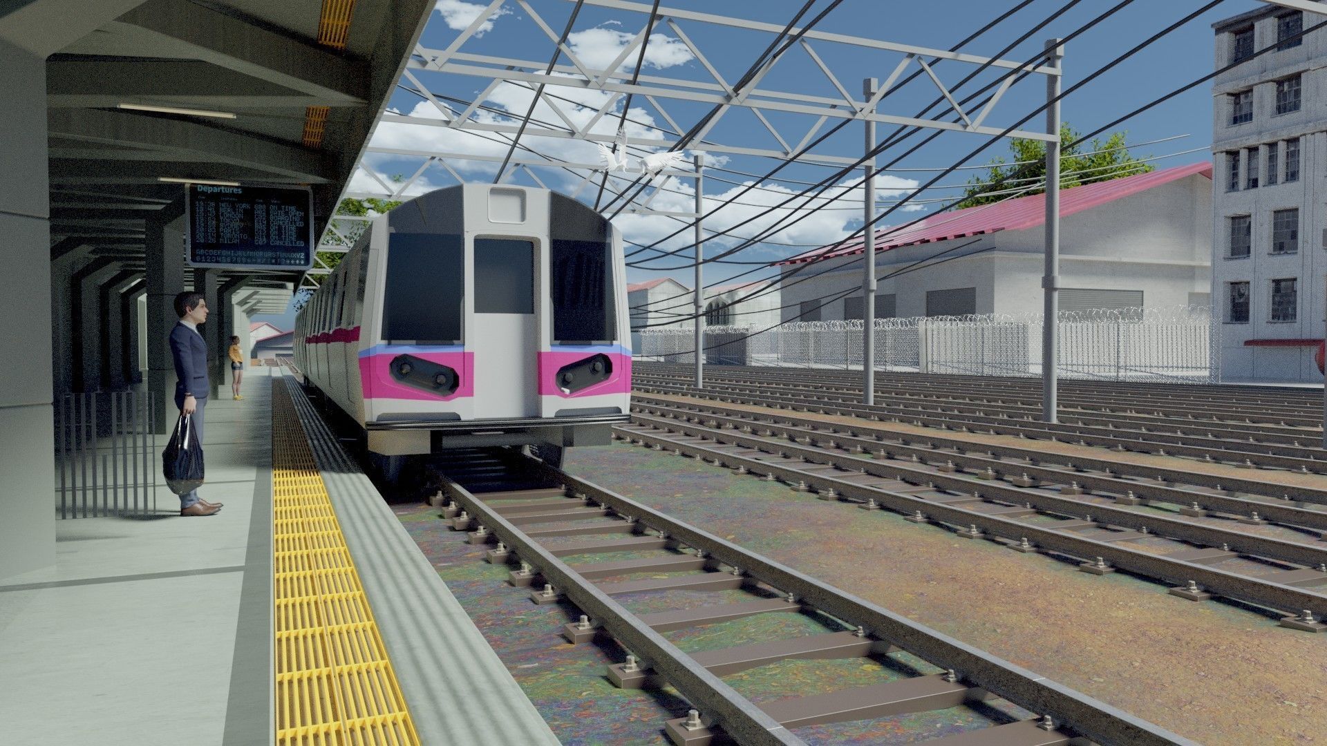 anime train station scene made in blender 3D model | CGTrader