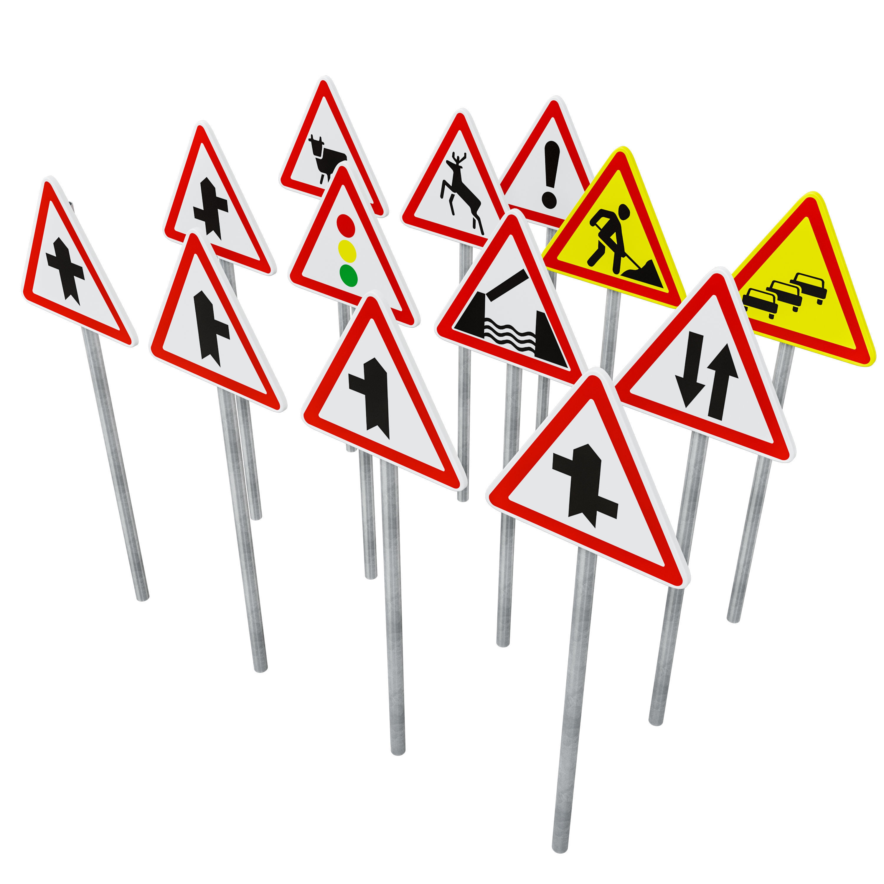 Warning signs set 3 3D model | CGTrader
