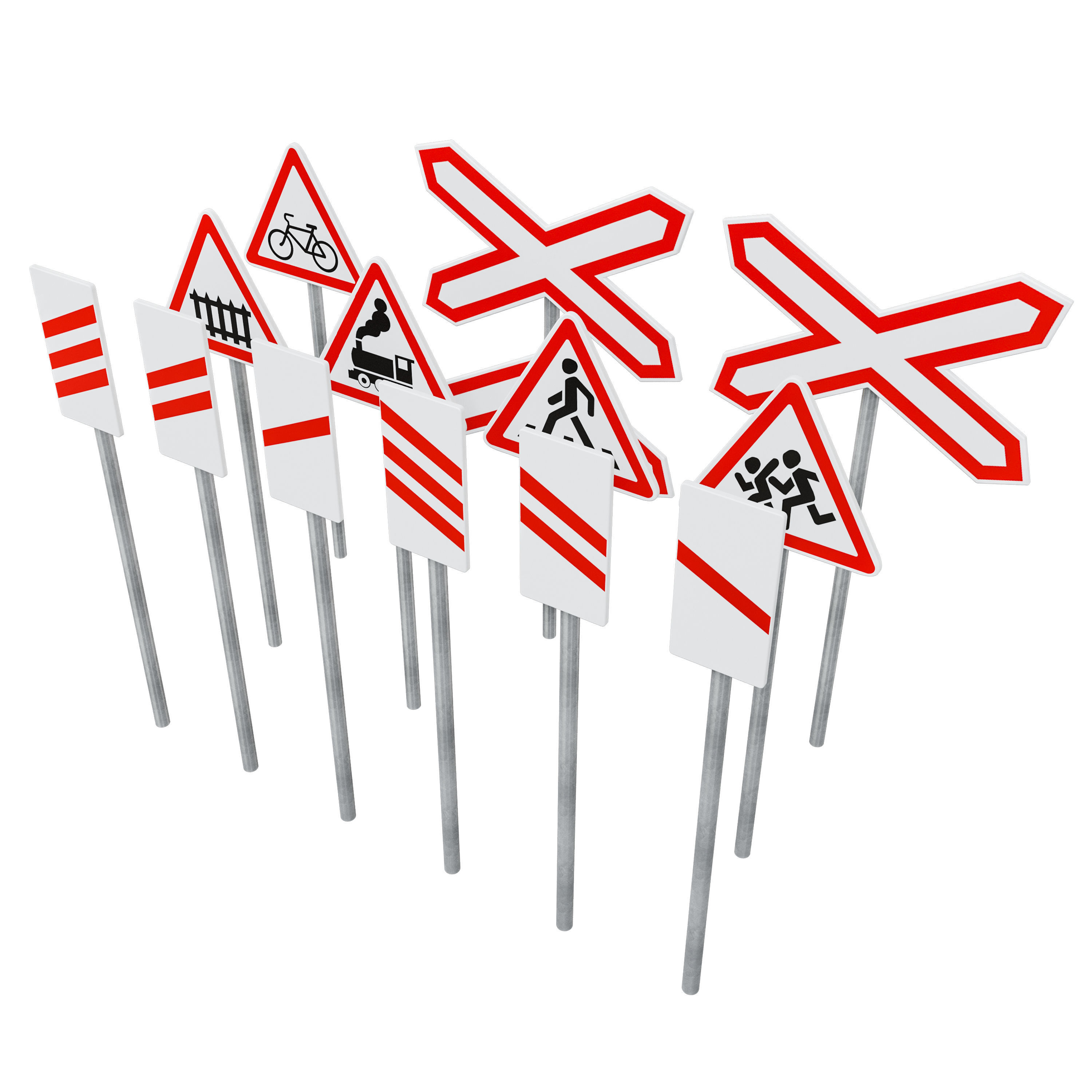 Warning signs set 4 3D model | CGTrader
