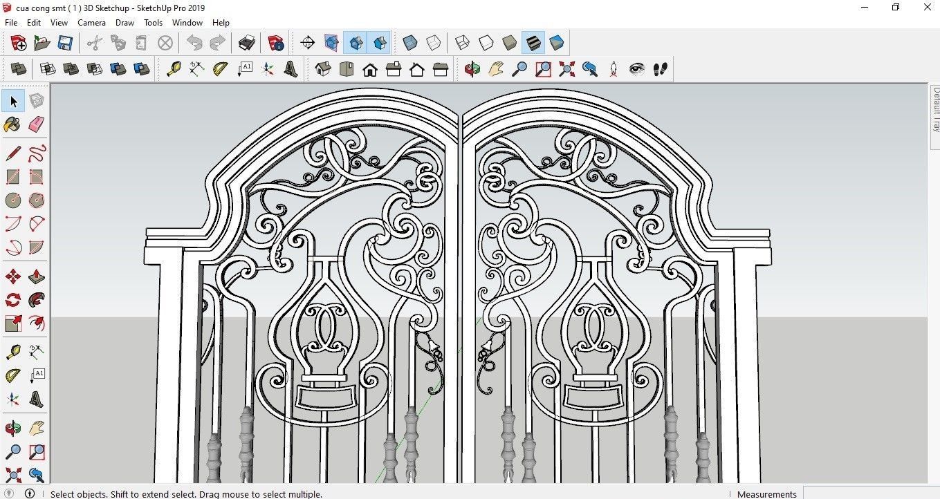 3d model of iron gate art exterior villa architecture 3D model | CGTrader