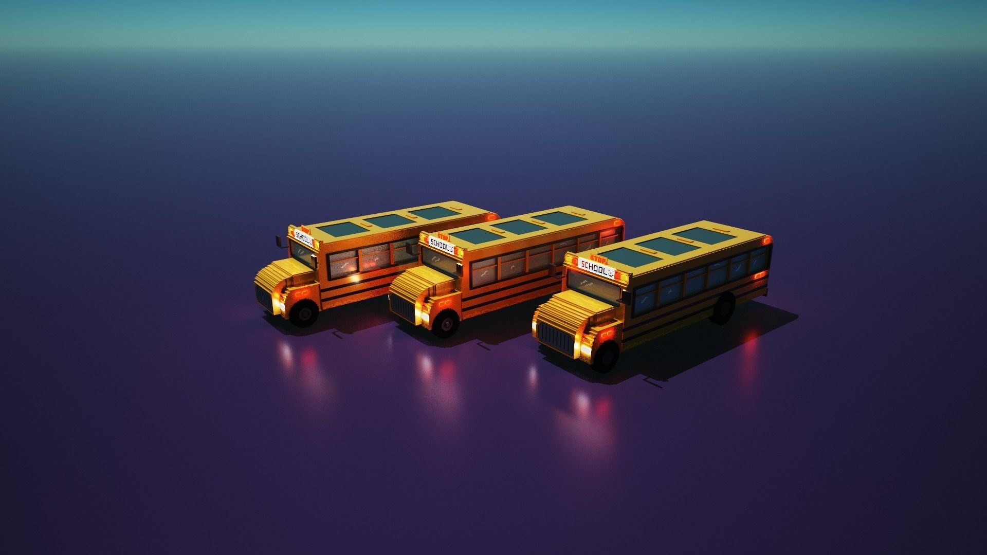 Voxel School Bus 3D model | CGTrader