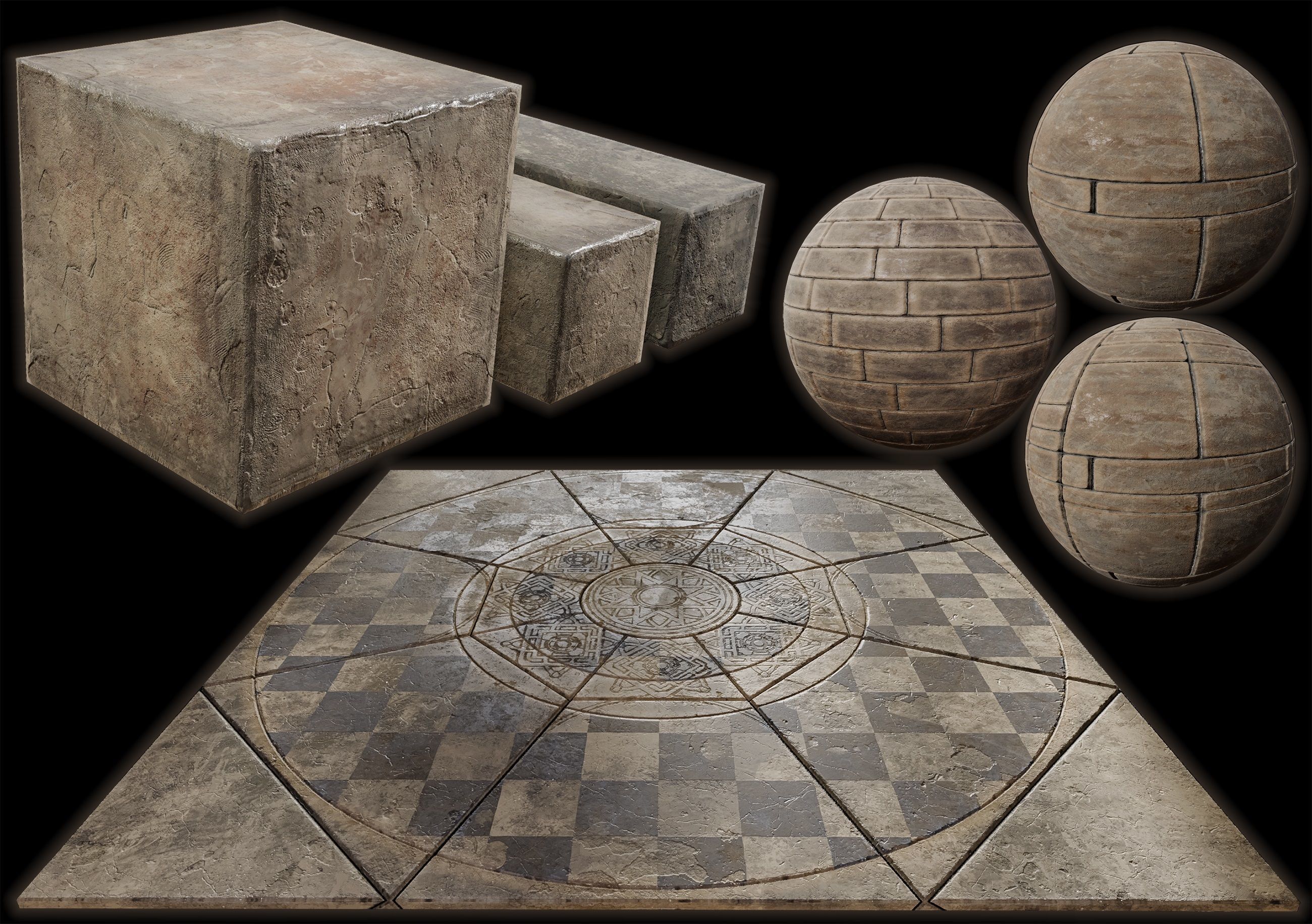 Texture Medieval wall and ground Package - PBR VR / AR / low-poly ...