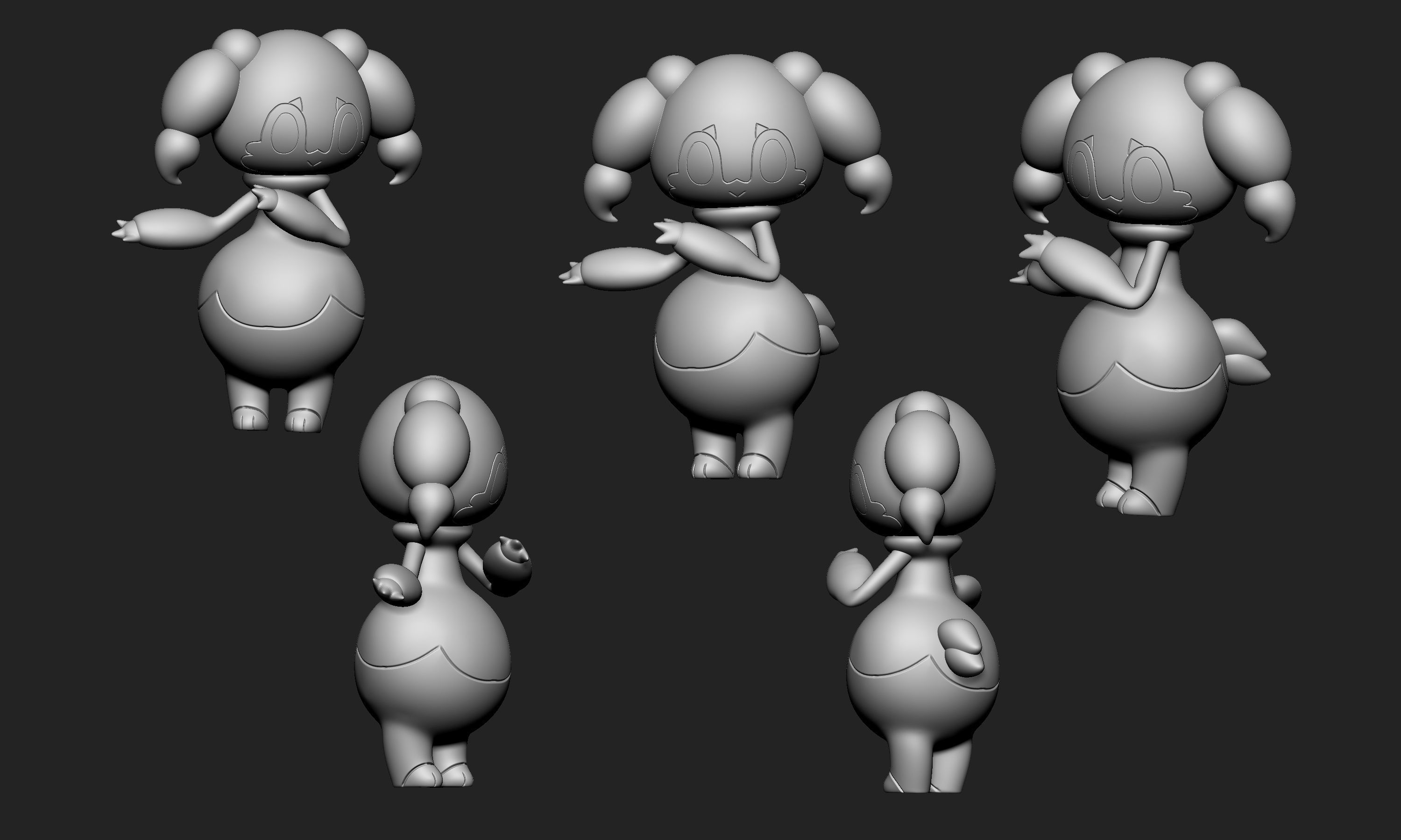 Pokemon - Male and Female Indeedee 3D model 3D printable | CGTrader
