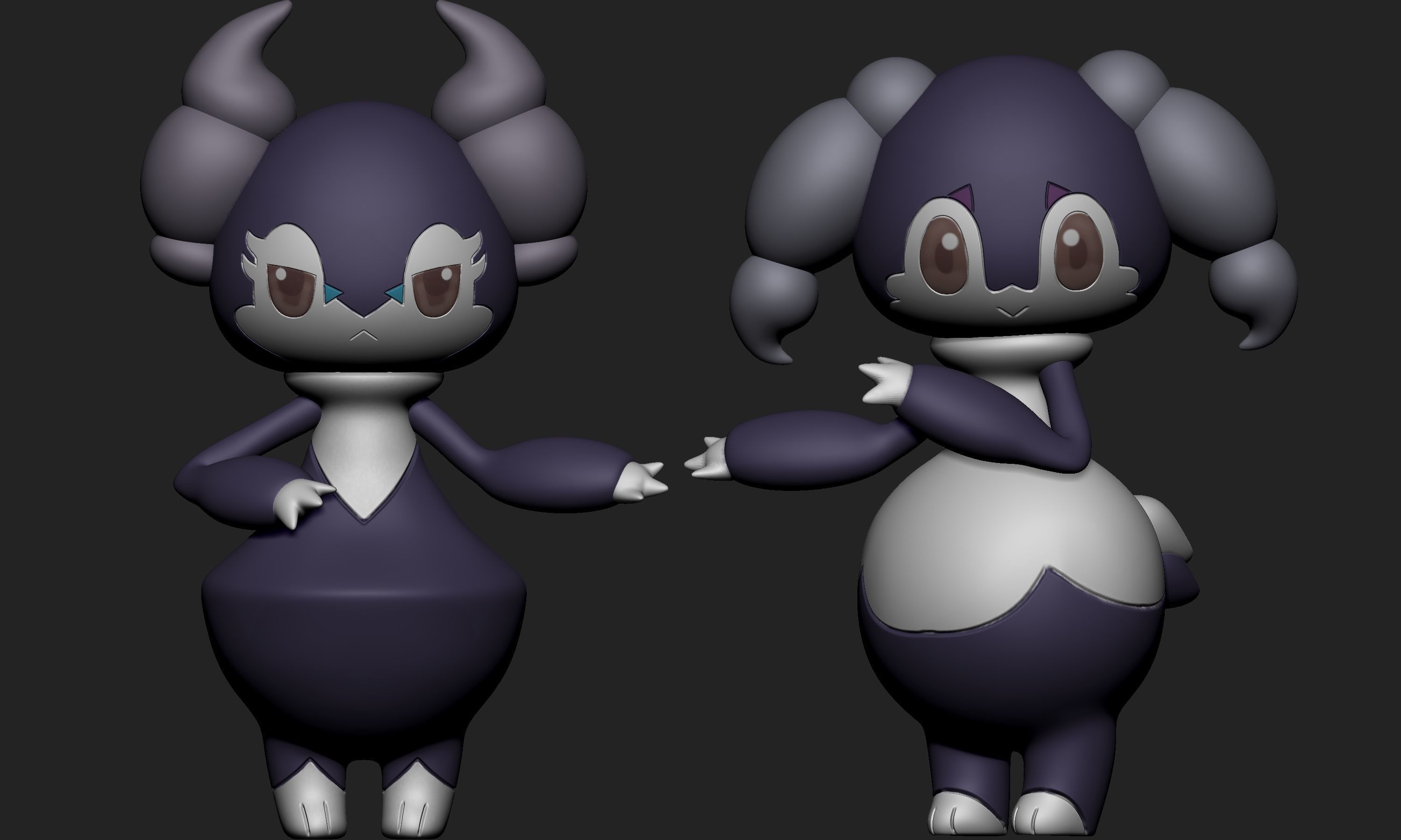 Pokemon - Male and Female Indeedee 3D model 3D printable | CGTrader
