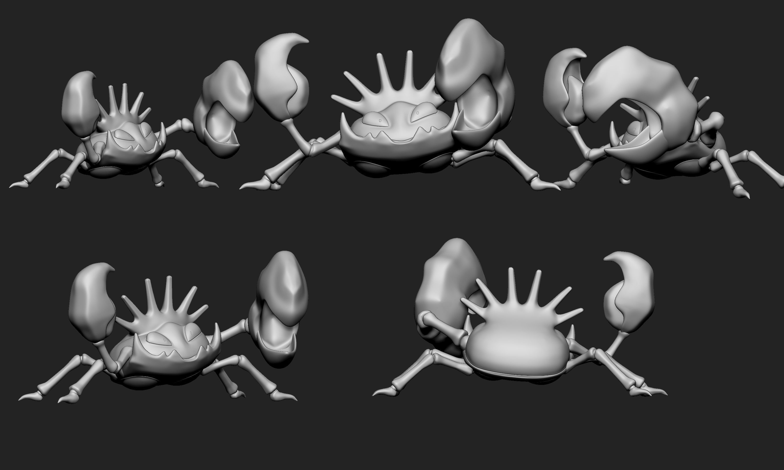 Pokemon Krabby And Kingler With 2 Different Poses Each 3d Model 3d
