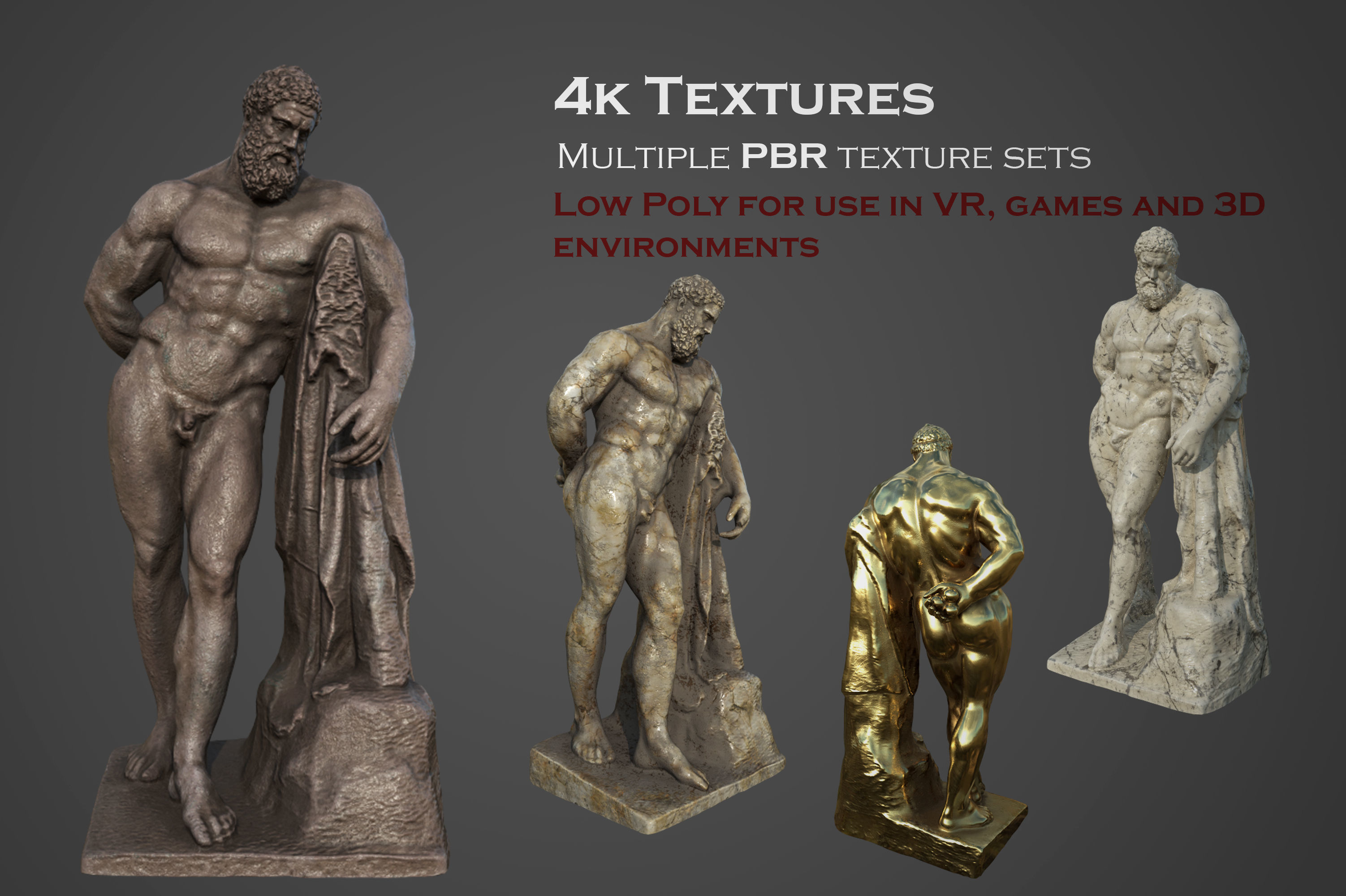 3D model Statue of Hercules VR / AR / low-poly | CGTrader