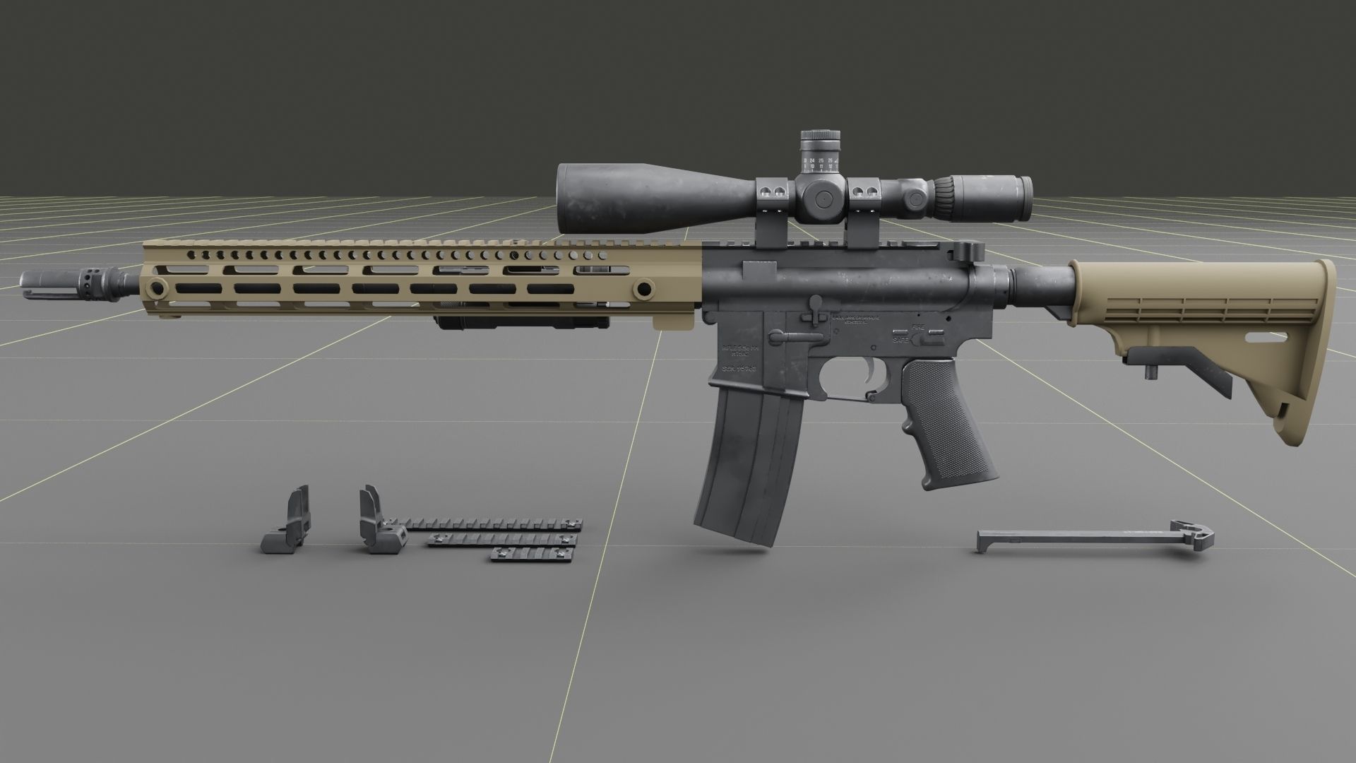 3D model AR15 with various Attachments VR / AR / low-poly | CGTrader