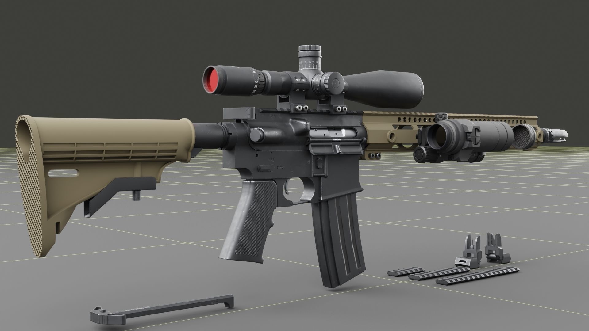 3D model AR15 with various Attachments VR / AR / low-poly | CGTrader