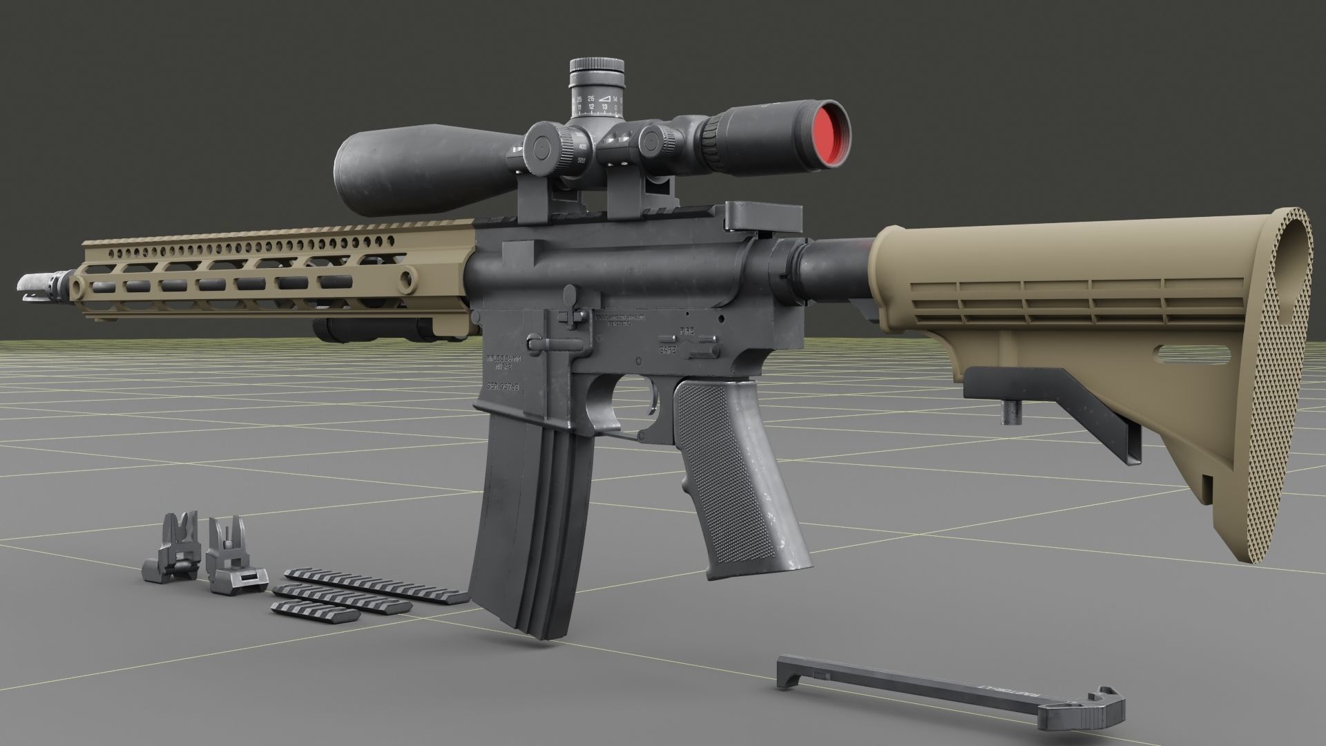 3D model AR15 with various Attachments VR / AR / low-poly | CGTrader