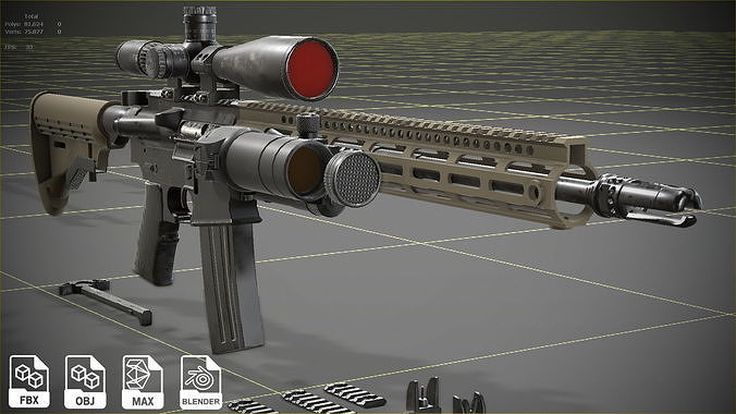 3D model AR15 with various Attachments VR / AR / low-poly | CGTrader