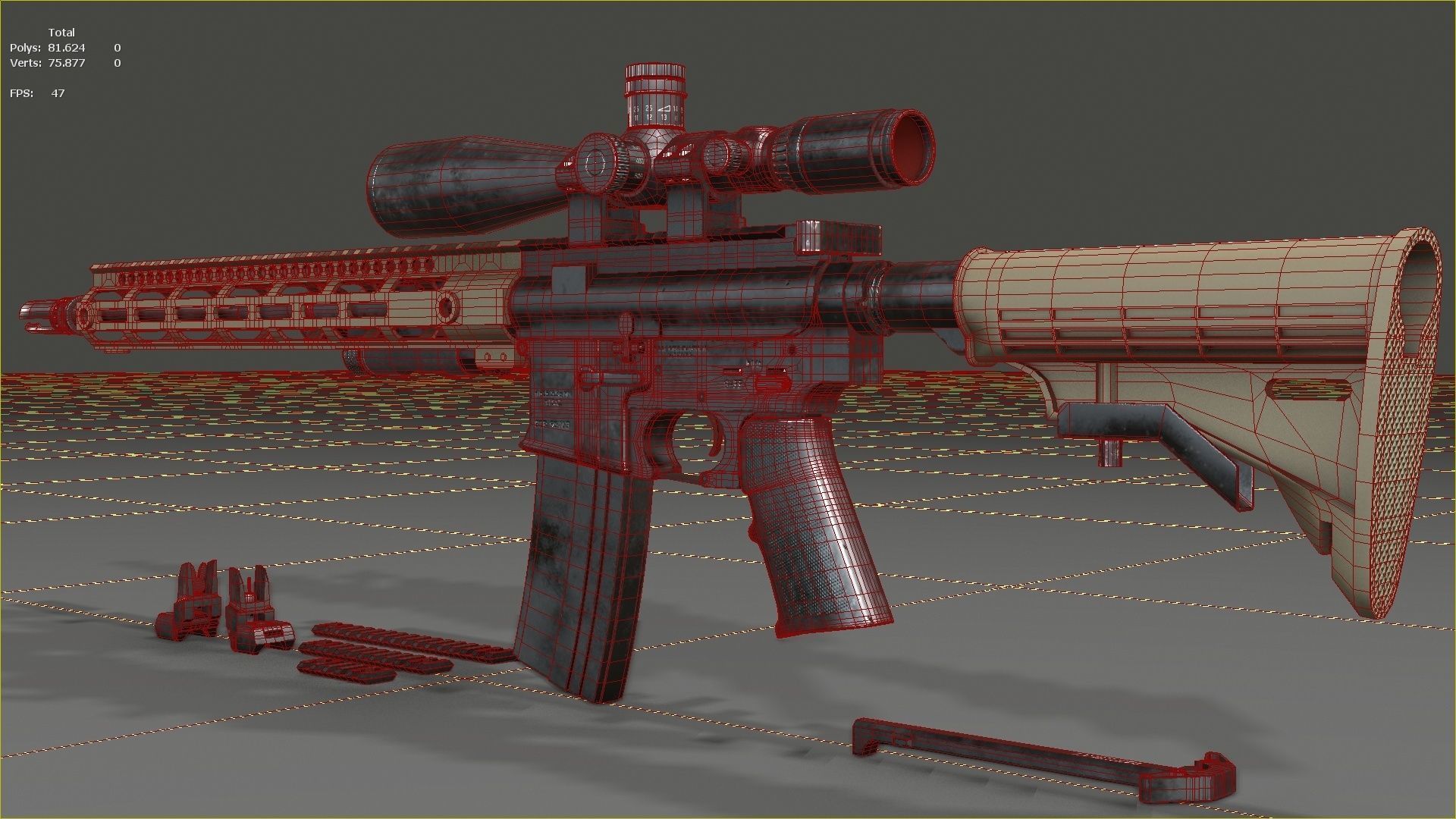 3D model AR15 with various Attachments VR / AR / low-poly | CGTrader