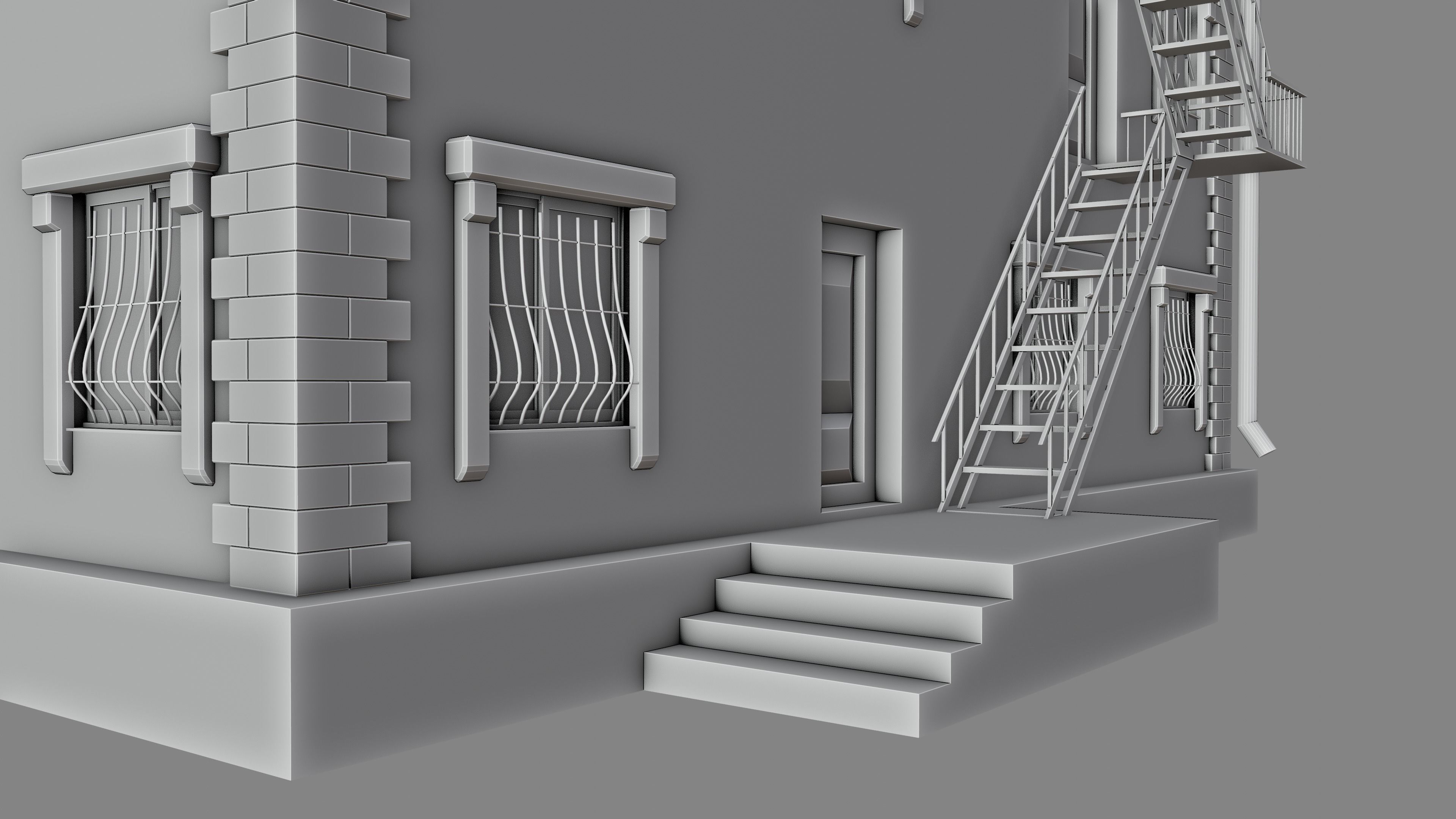 House apartment building with fire escape free 3D model | CGTrader