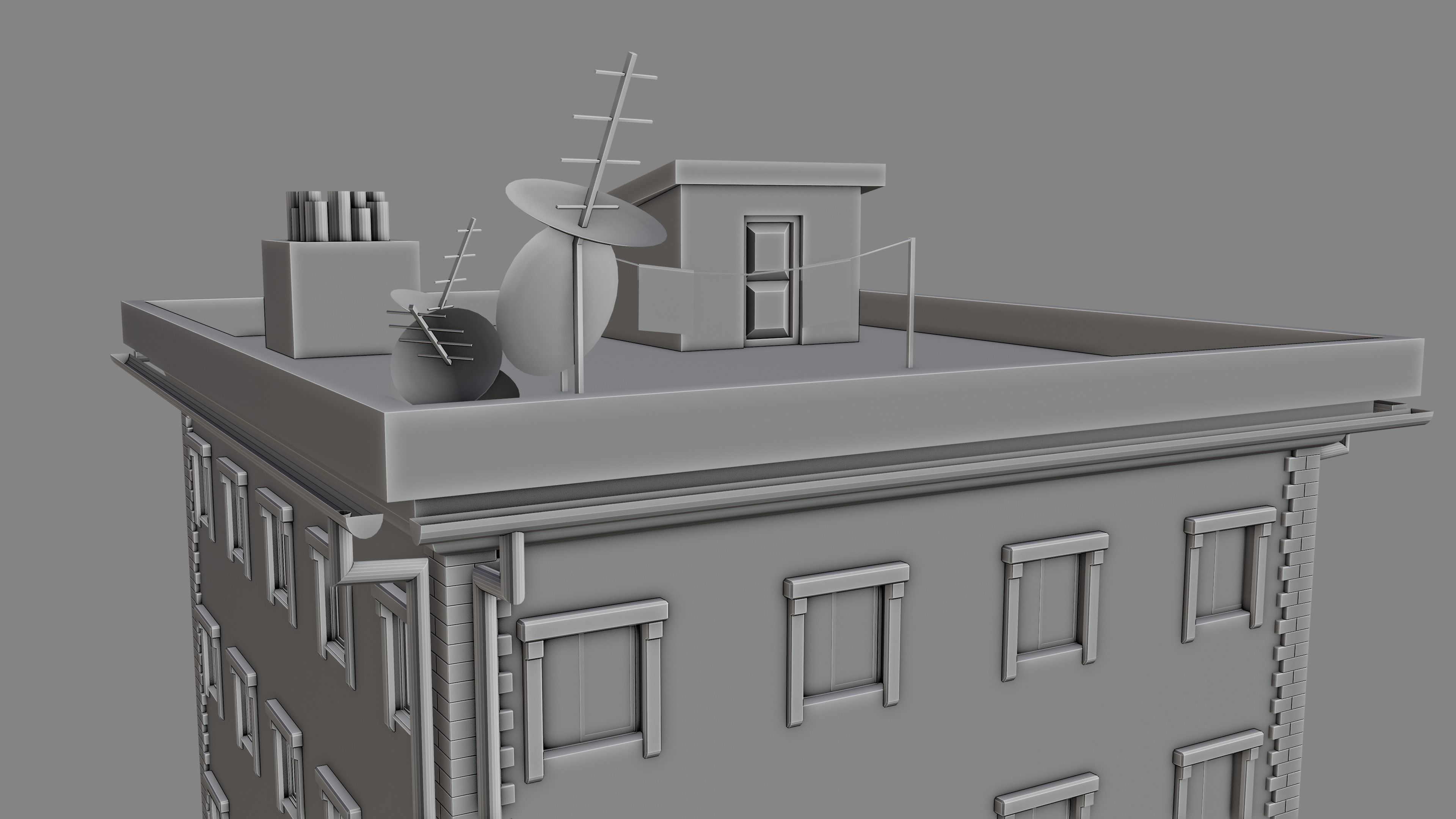 House apartment building with fire escape free 3D model | CGTrader