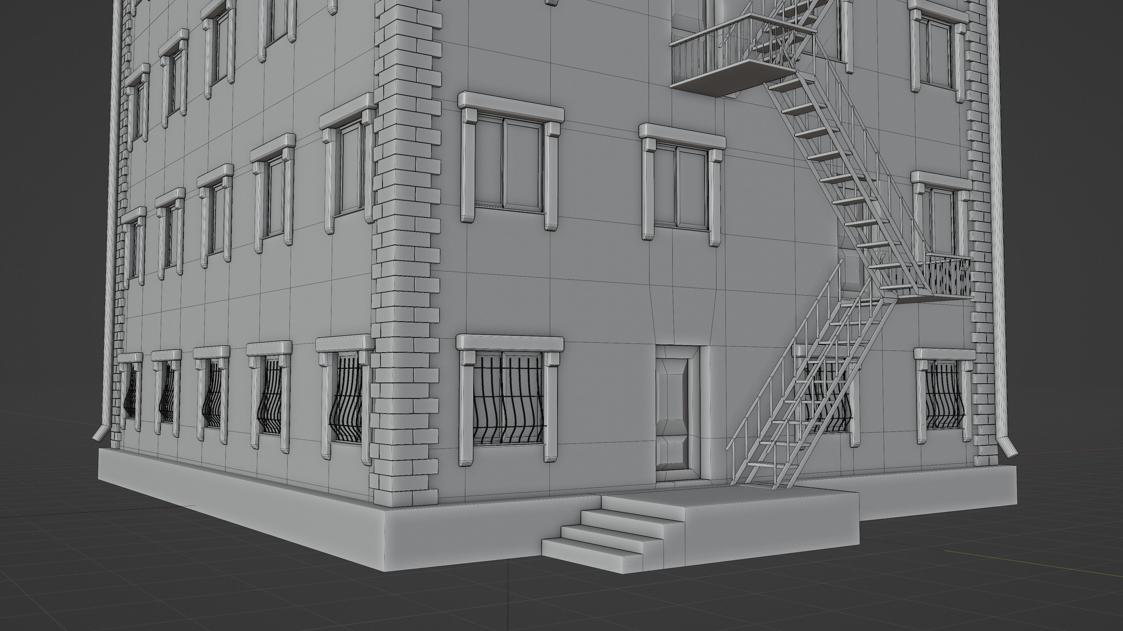 House apartment building with fire escape free 3D model | CGTrader