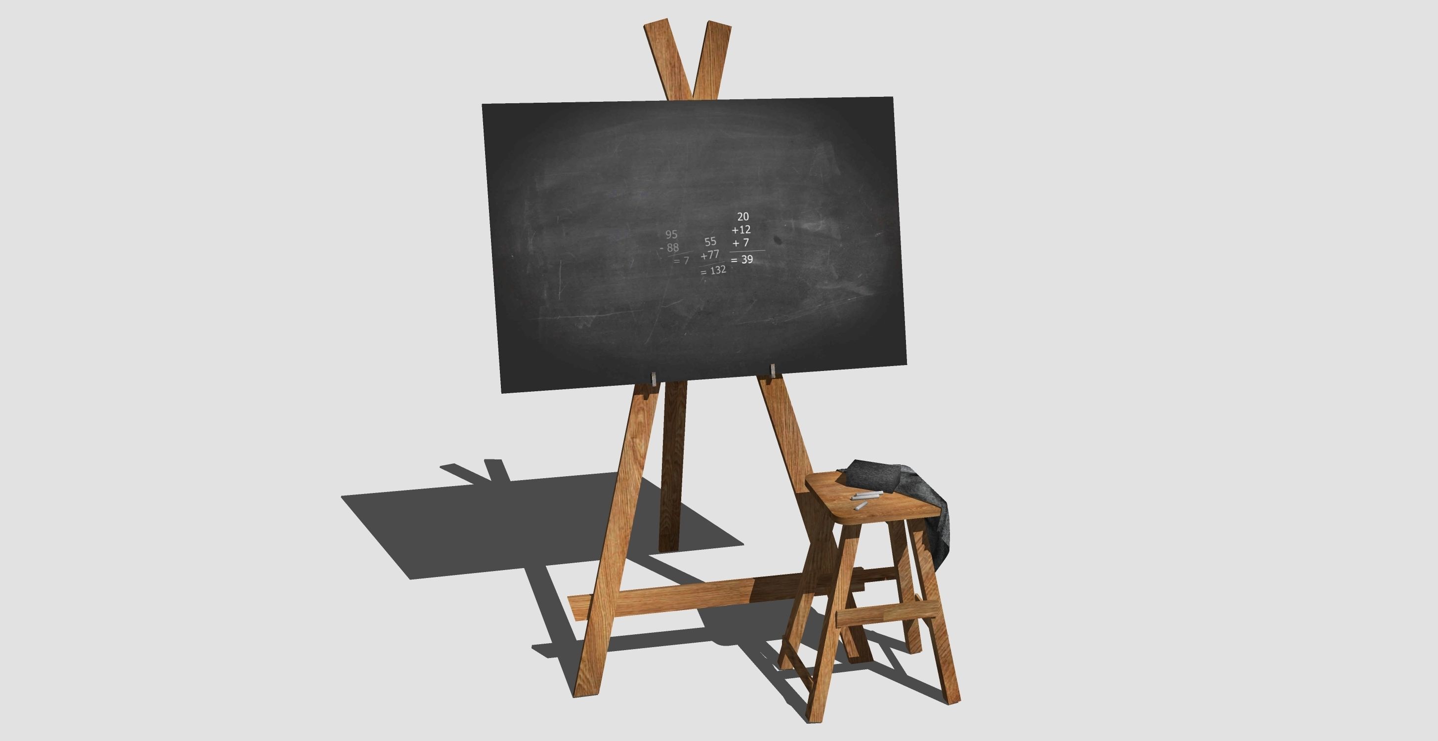 Blackboard easel with 3D model | CGTrader