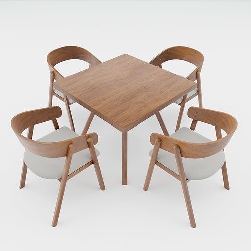 Square dining table with chairs 3D model | CGTrader