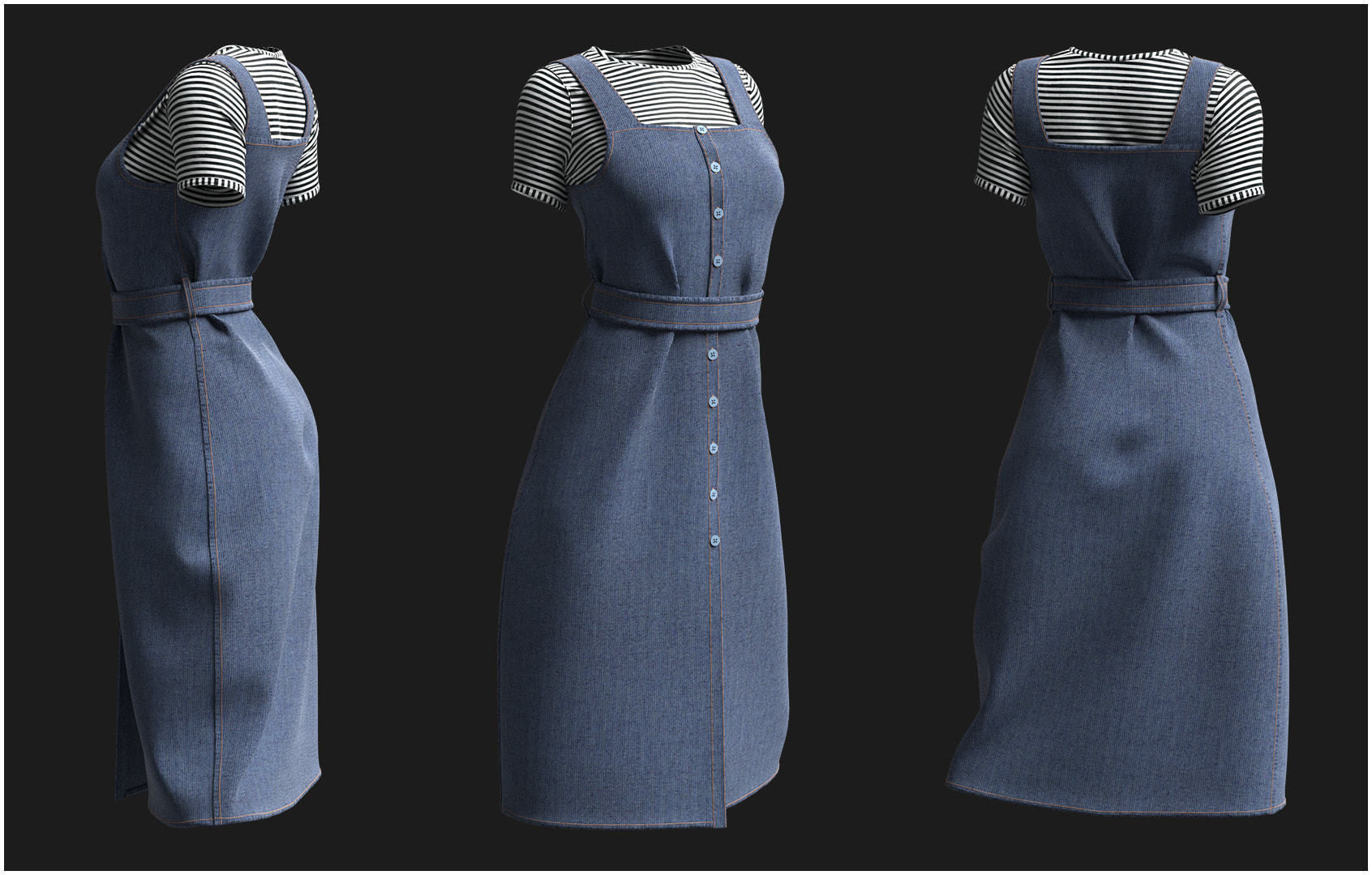 Female Denim Dress free 3D model | CGTrader