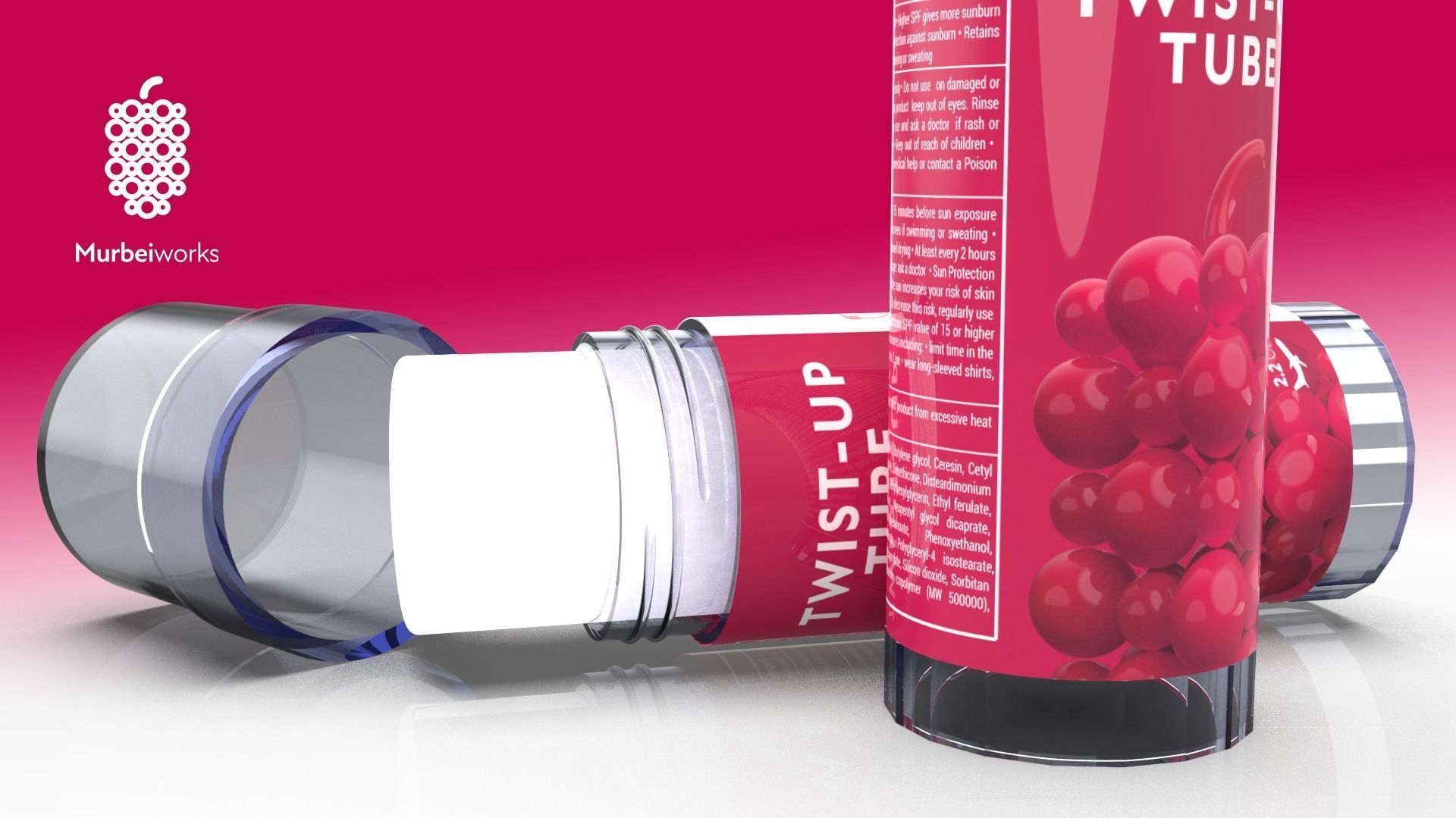 Realistic Packaging 2oz Cosmetic Twist-up Tube Container 3D model ...