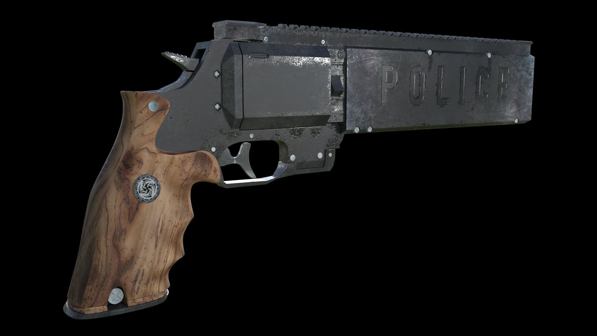 3D model Cyberpunk Sci-Fi POLICE revolver VR / AR / low-poly | CGTrader