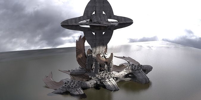 Floating Angel monolith Sci-fi Base Extended Kit bash 3D model | CGTrader