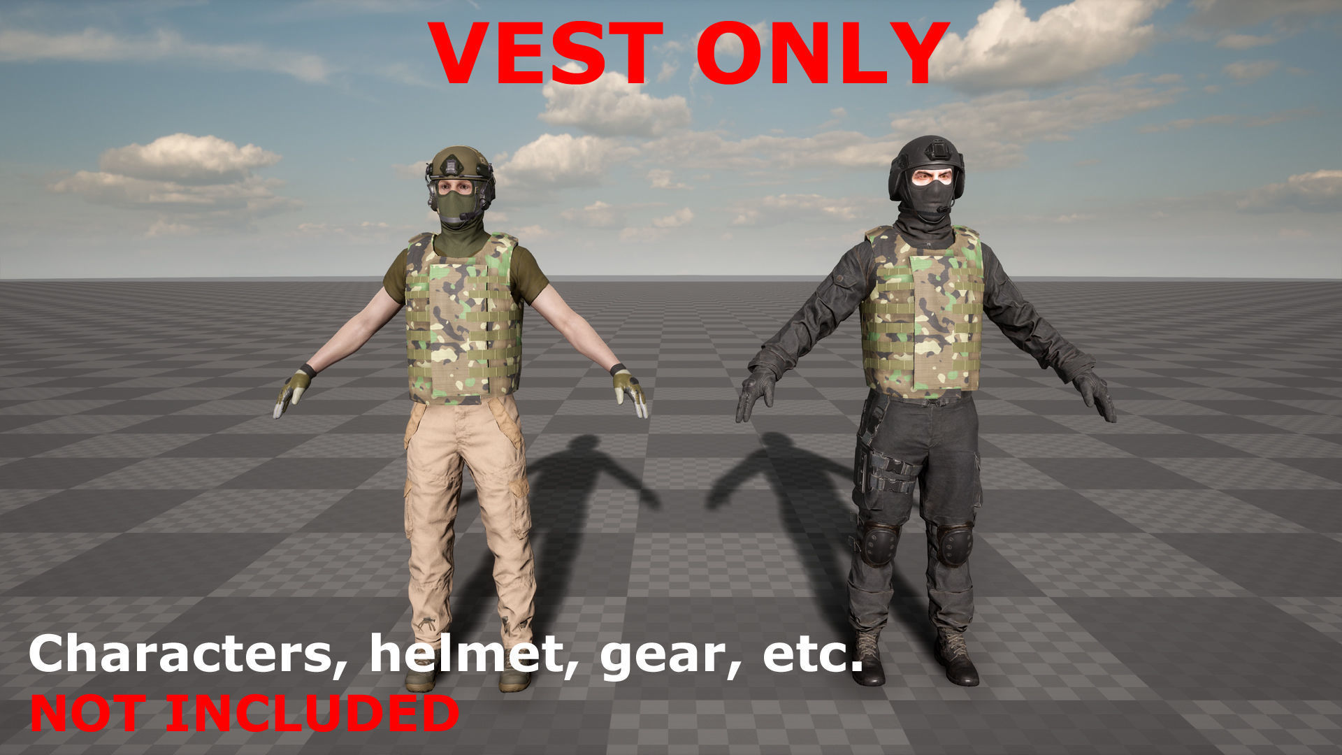3D model Interceptor Body Armor Vest Low-poly model - UE4 - Camo System ...