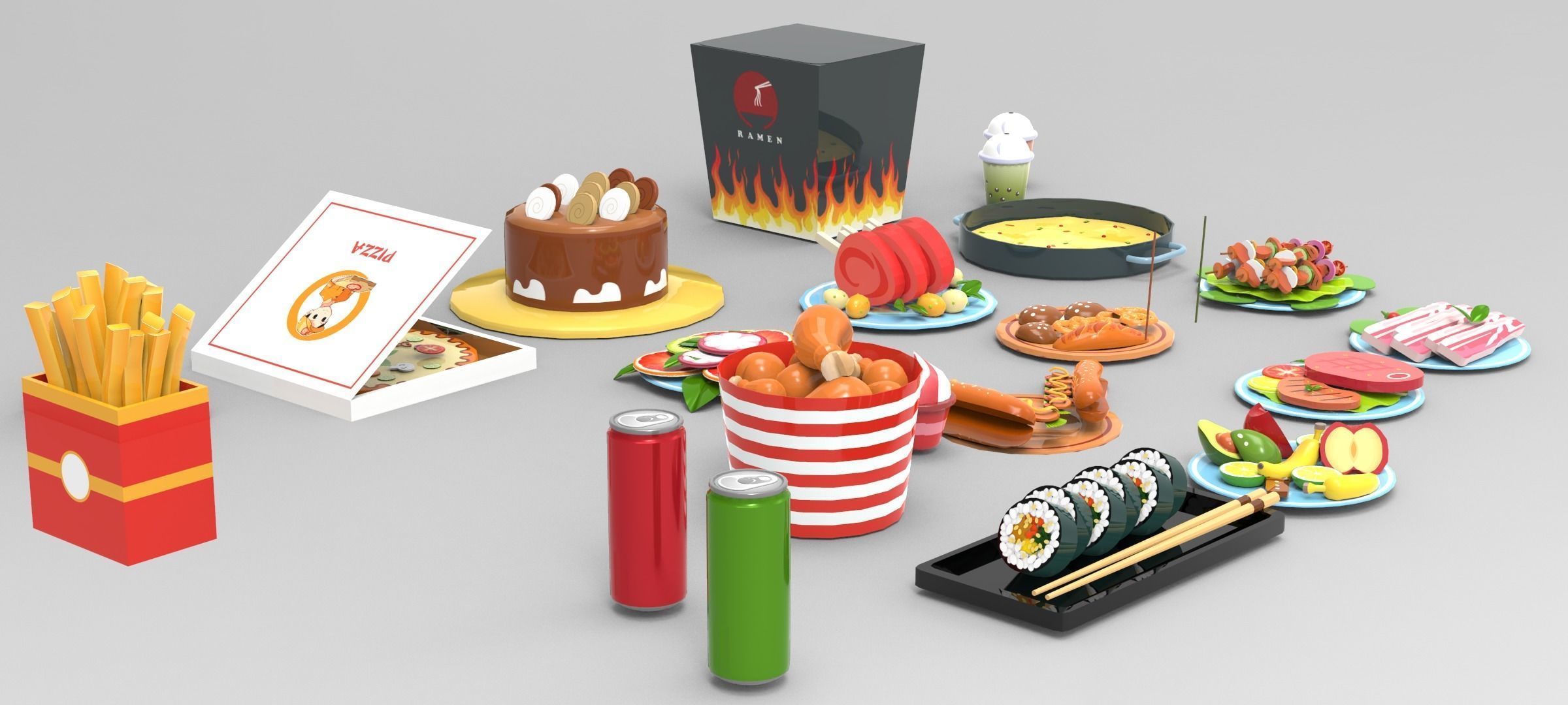 3D model Cartoon Food Collection 02 VR / AR / low-poly | CGTrader