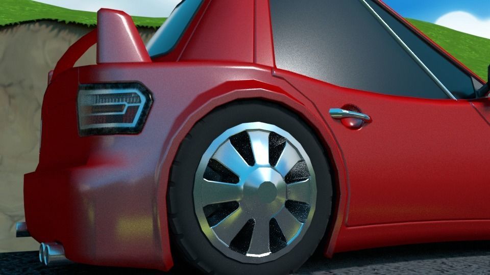 3D model Low poly rigged cartoon sport car VR / AR / low-poly rigged ...