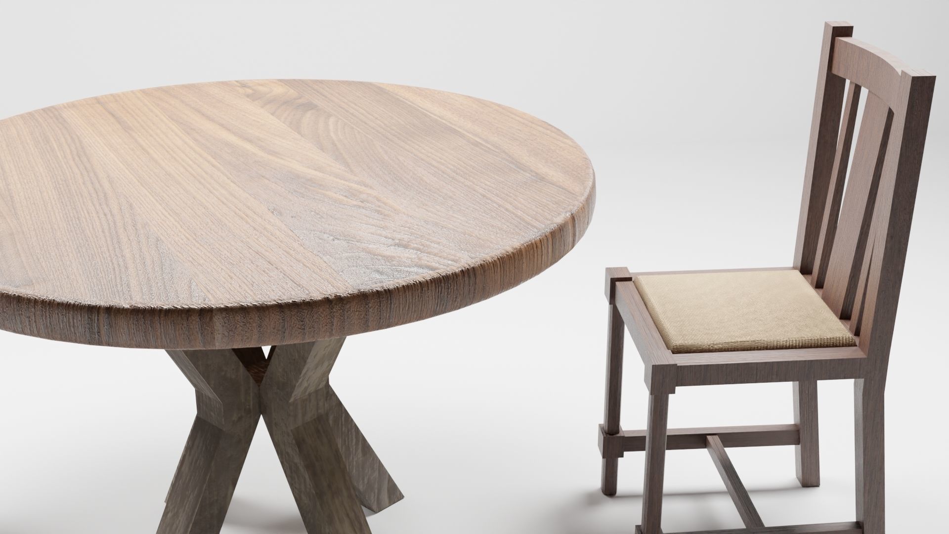 Low poly chair and round table for indoor and outdoor dining free VR ...