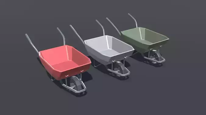 3D model Wheelbarrow Low Poly three wheelbarrows VR / AR / low-poly ...