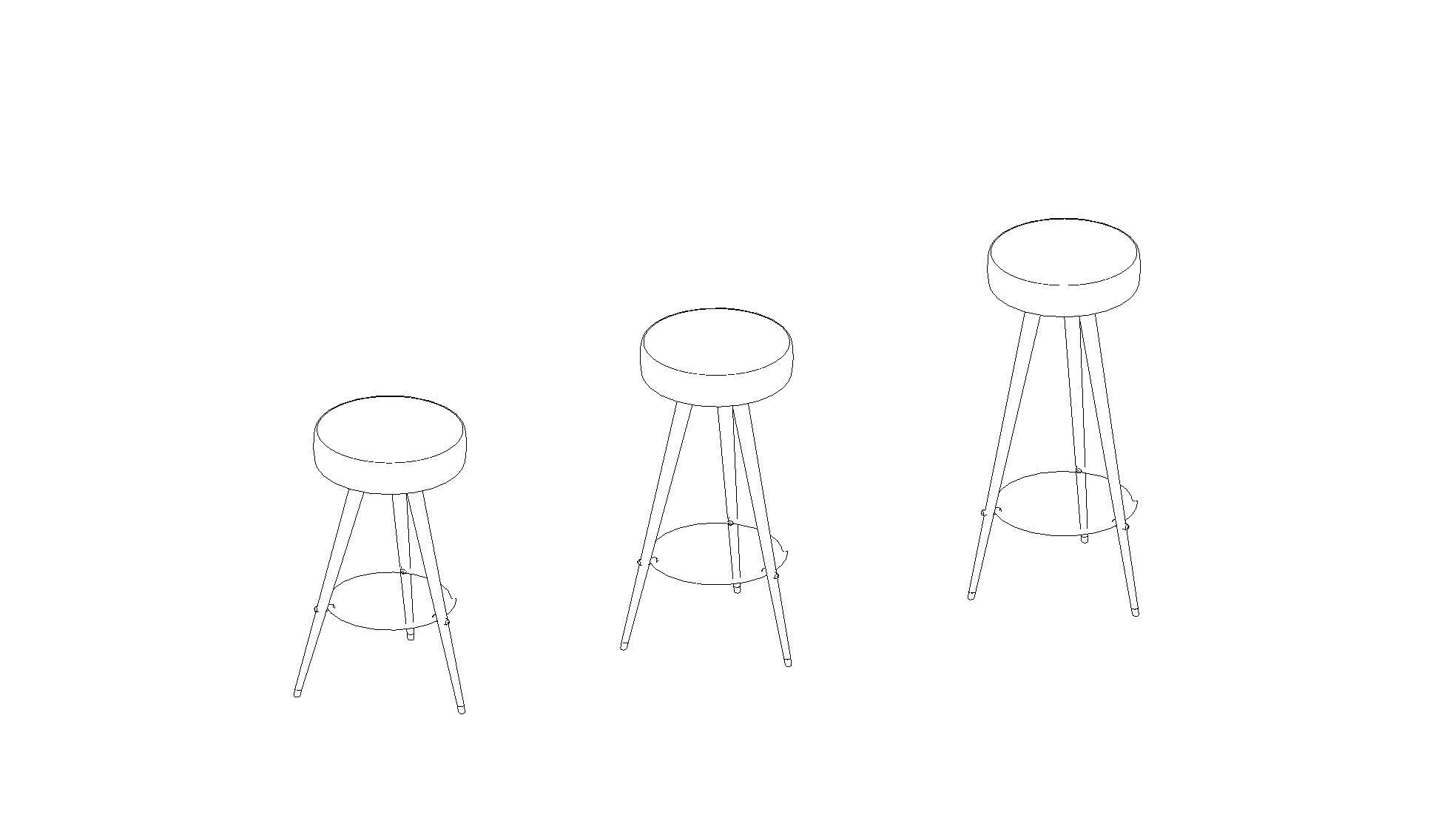 Stool three sizes Family for Revit 3D model | CGTrader