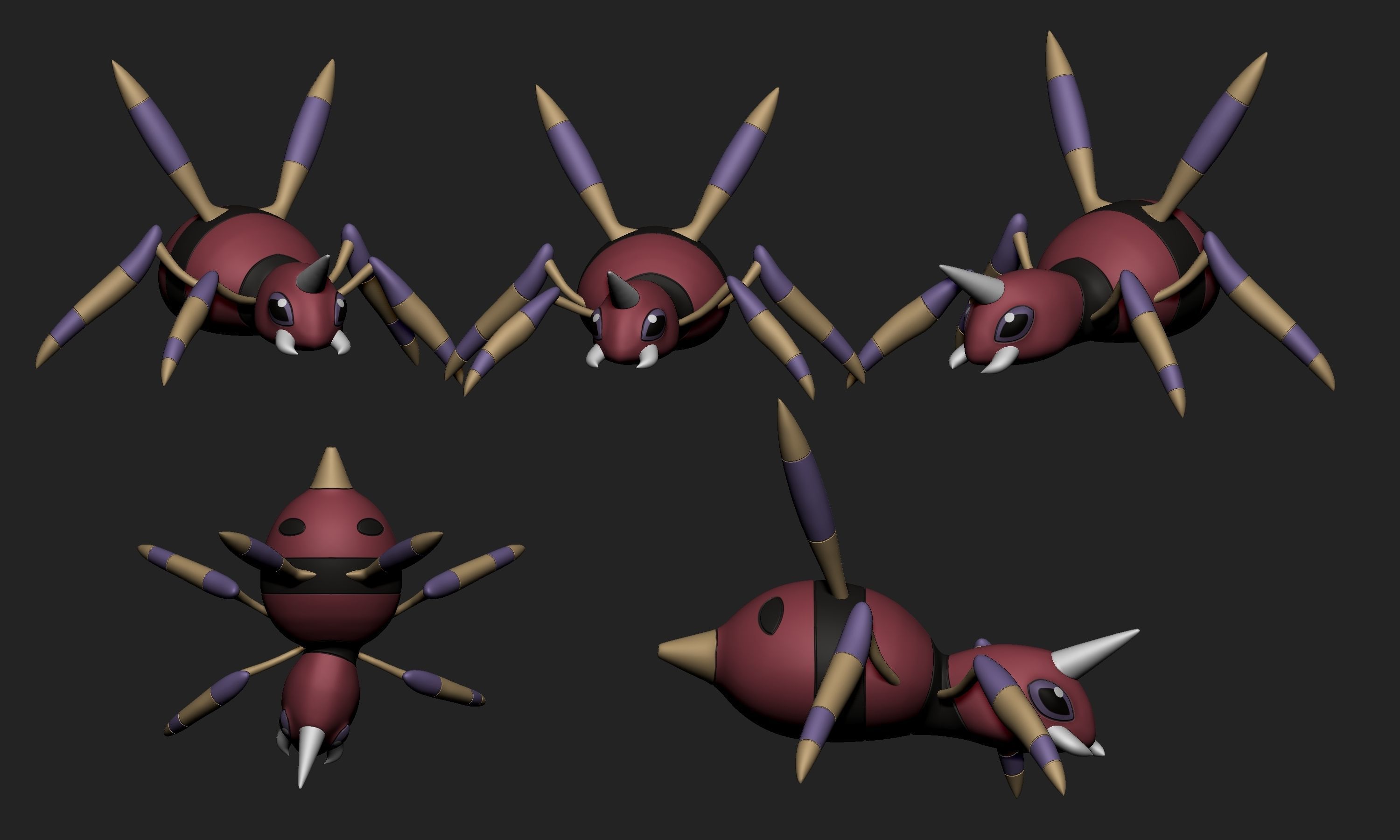 Pokemon - Spinarak and Ariados 3D model 3D printable | CGTrader