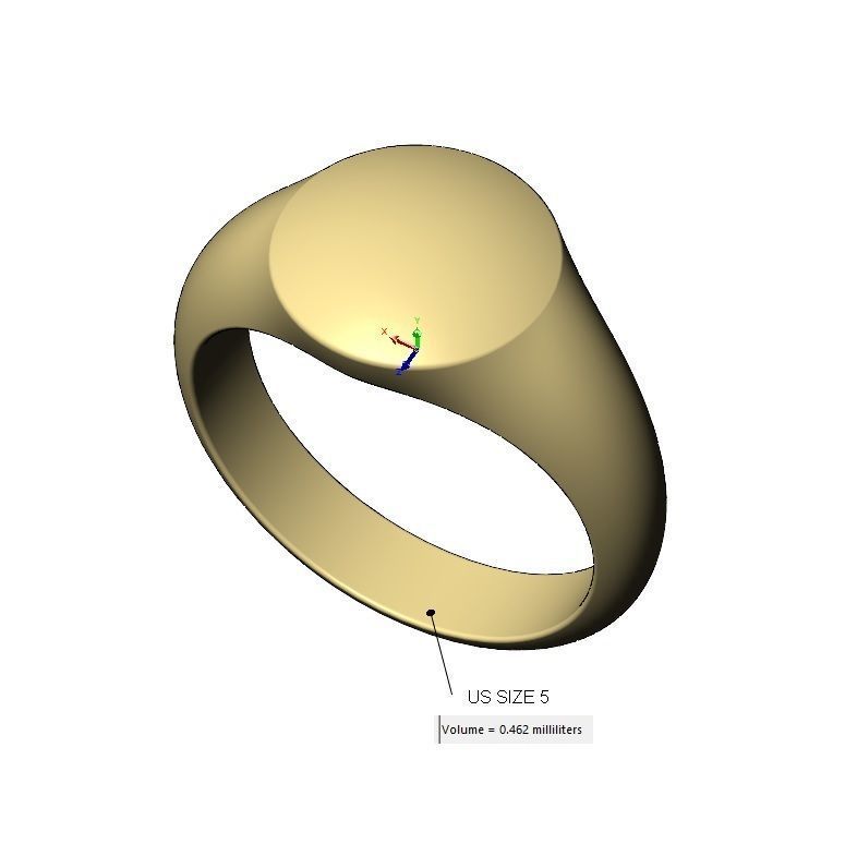 Dome round signet ring US sizes 5to10 3D model 3D printable | CGTrader