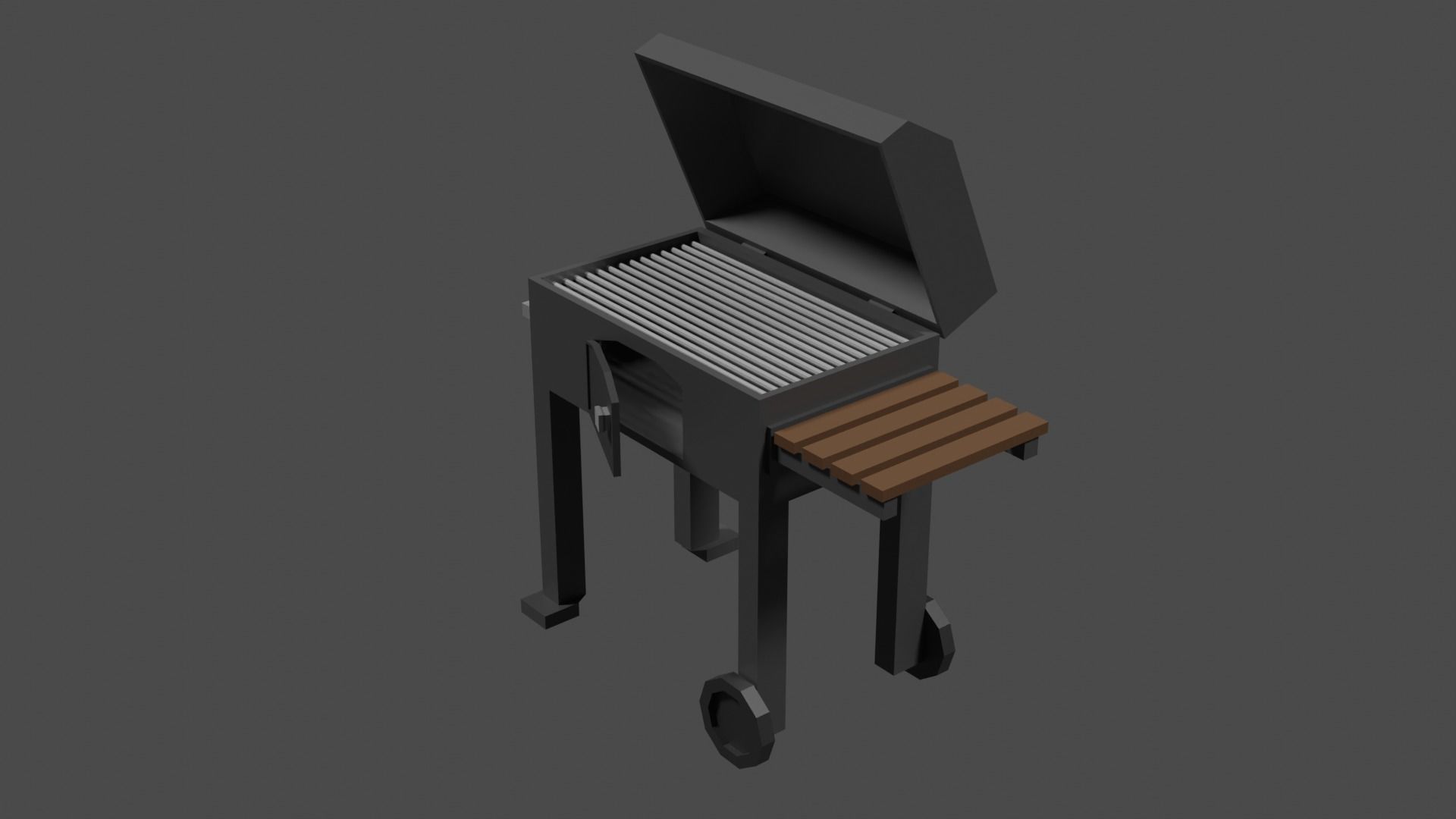 3D model Lowpoly Grill bbq with wooden table VR / AR / low-poly | CGTrader
