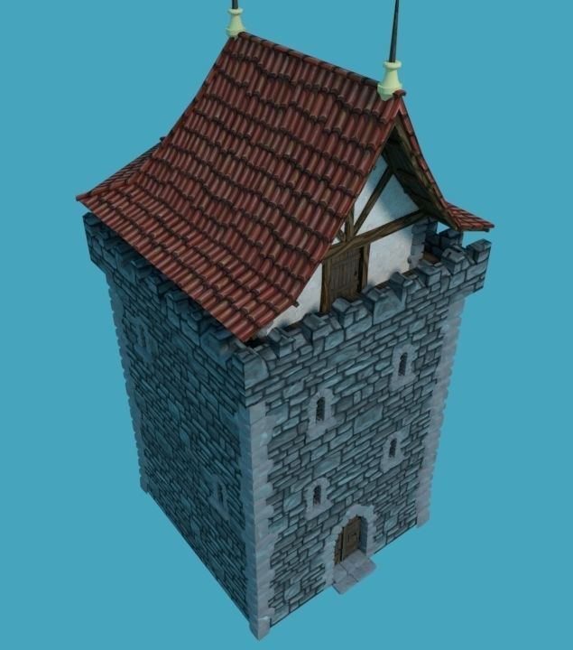 3D model Cartoon low poly medieval tower VR / AR / low-poly | CGTrader