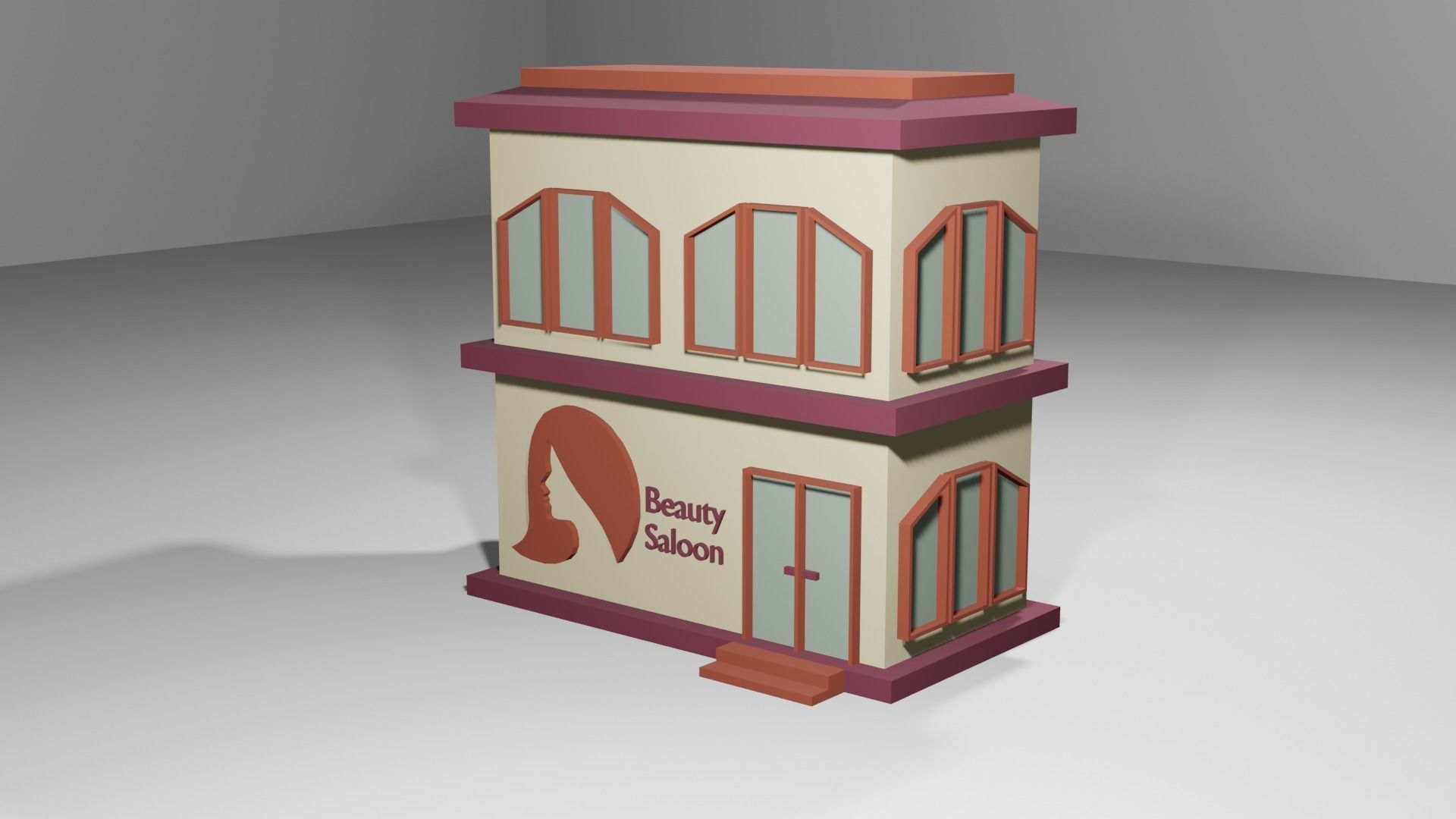 3D model Low Poly Beauty Saloon with 3 different color option VR / AR ...