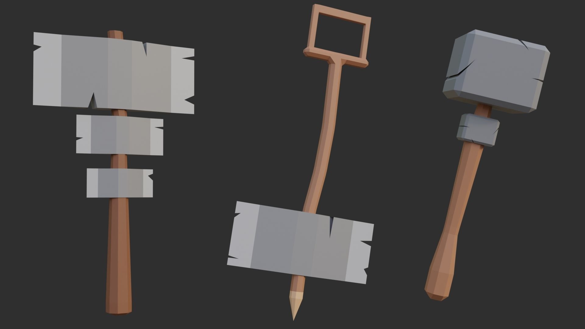 3D model Low Poly Tools Pack VR / AR / low-poly | CGTrader