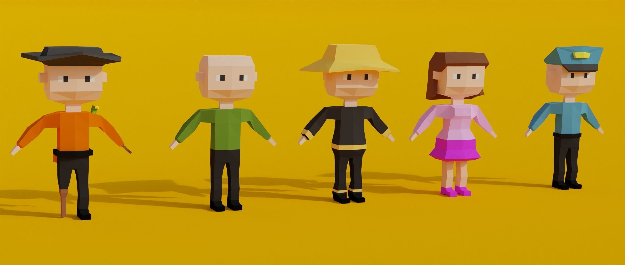 3D model low poly character pack VR / AR / low-poly | CGTrader