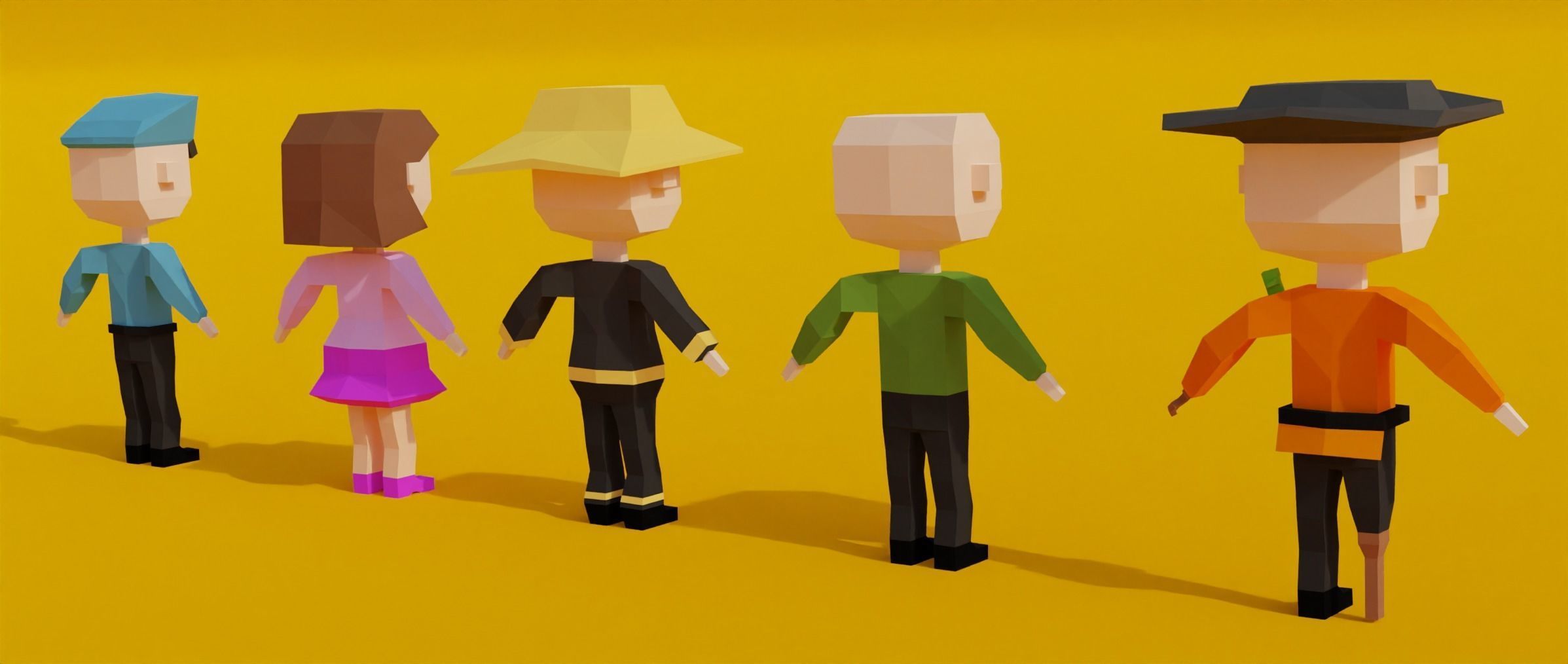 3D model low poly character pack VR / AR / low-poly | CGTrader