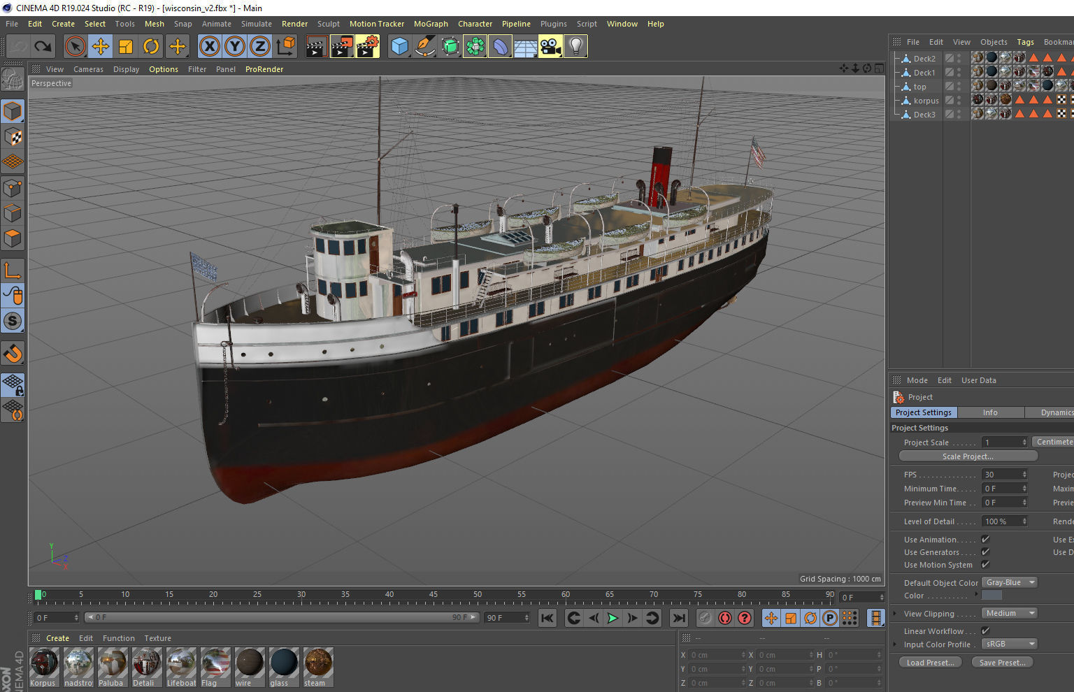 SS Wisconsin steamer ship 3D model | CGTrader