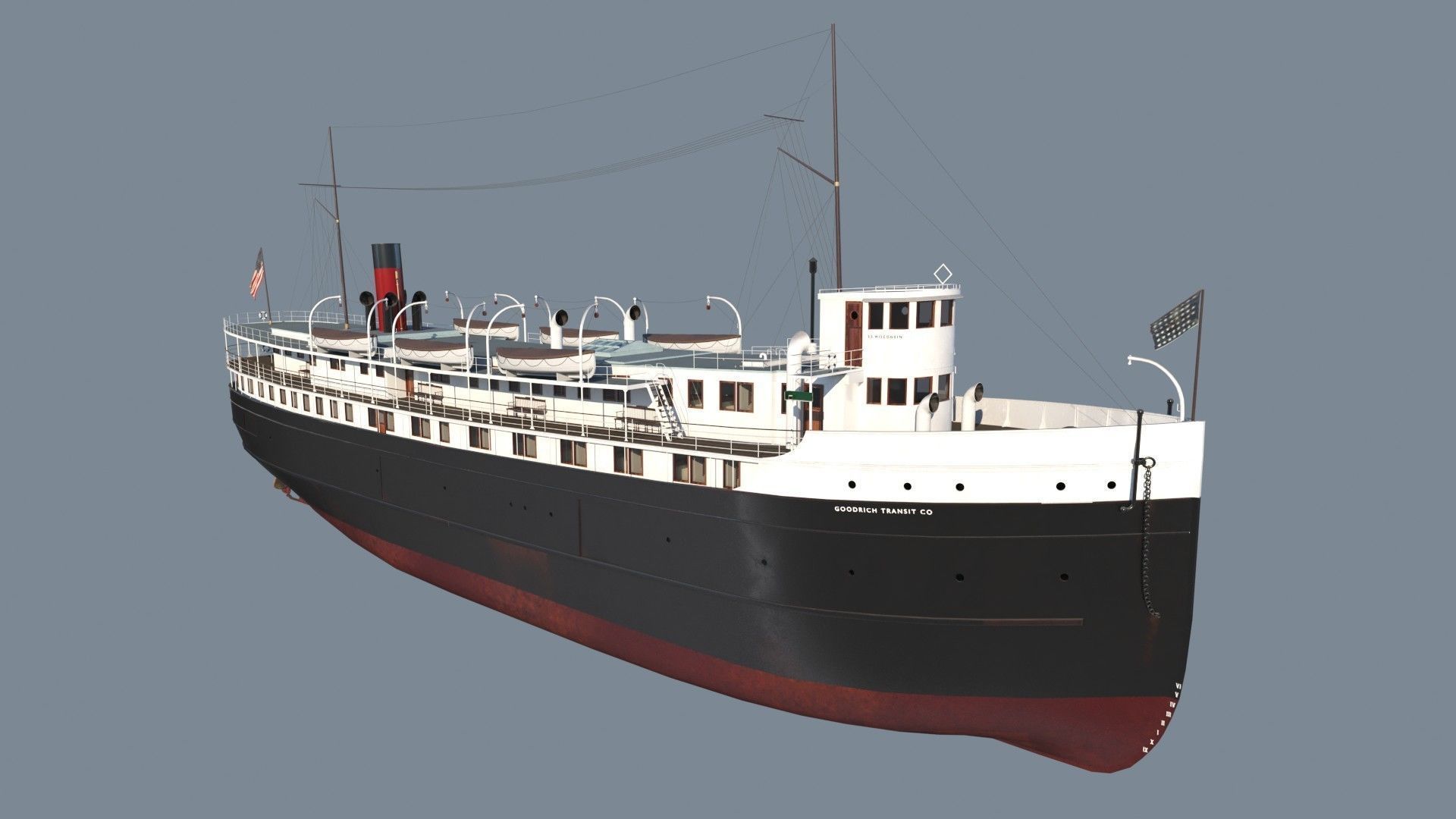 SS Wisconsin steamer ship 3D model | CGTrader
