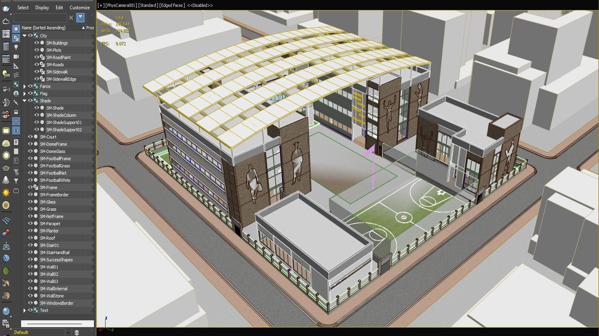 high school exterior 3D model | CGTrader