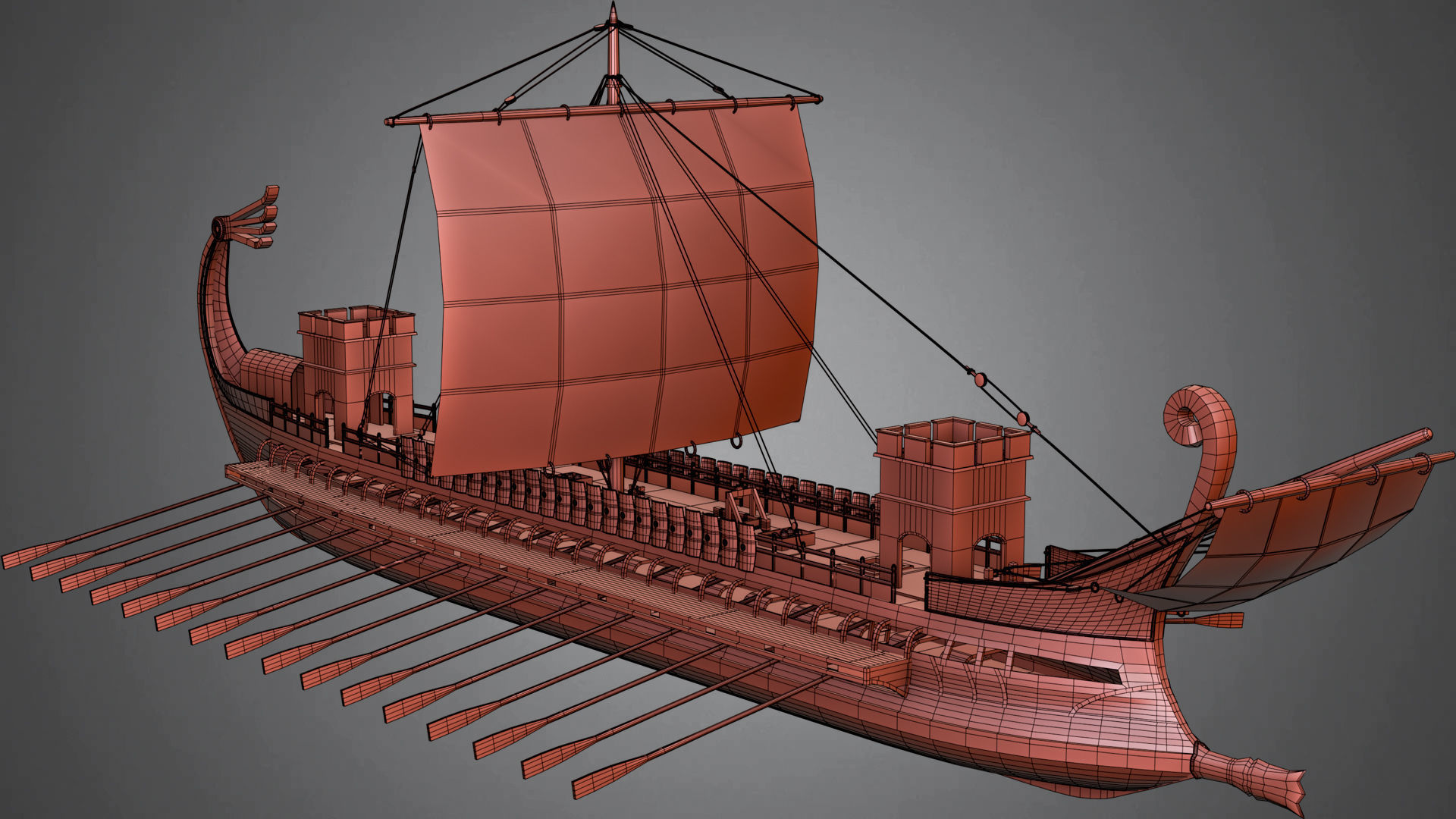 3D model Roman Ship Galley VR / AR / low-poly | CGTrader