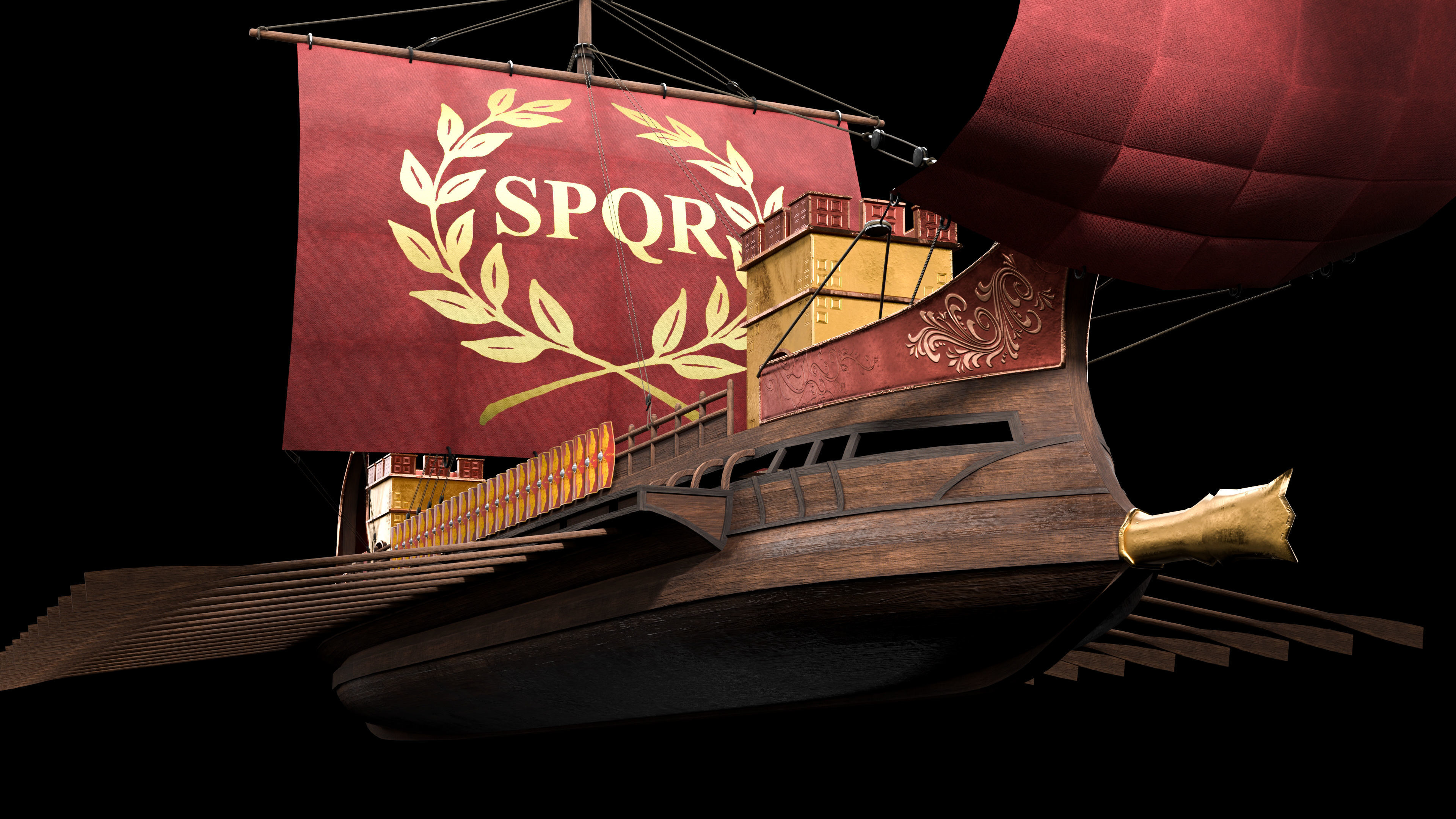 3D model Roman Ship Galley VR / AR / low-poly | CGTrader